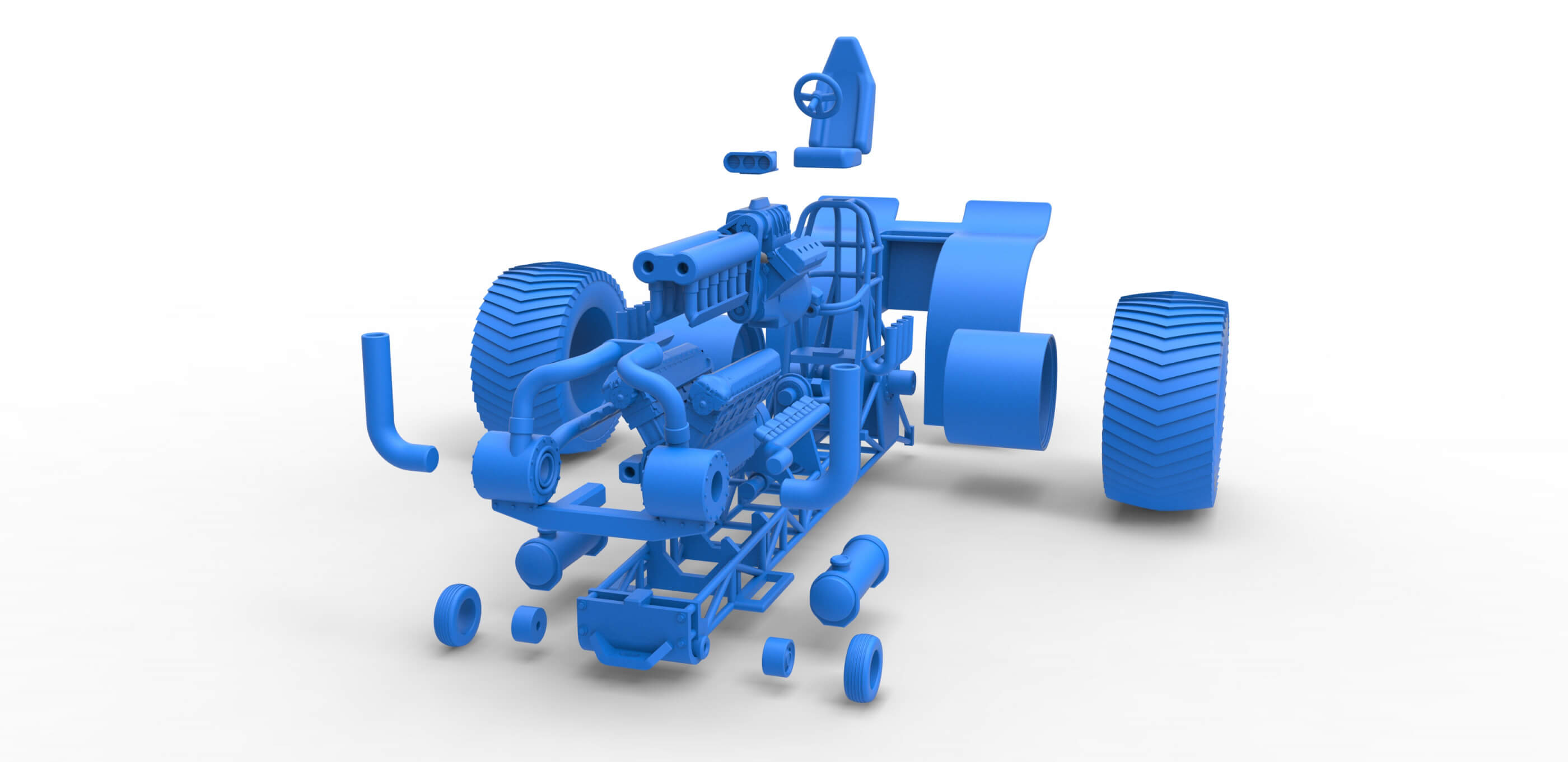 Pulling Tractor V12 and V8 Engines 1:25 - 3D Model by TechItemsRock