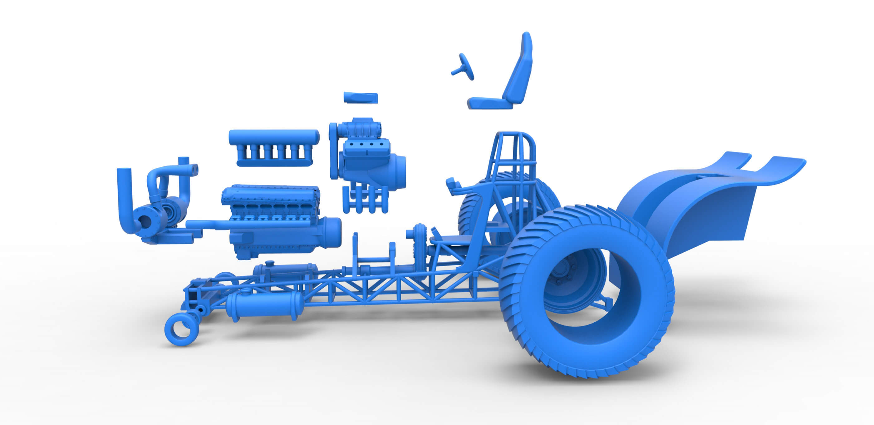 Pulling Tractor V12 and V8 Engines 1:25 - 3D Model by TechItemsRock