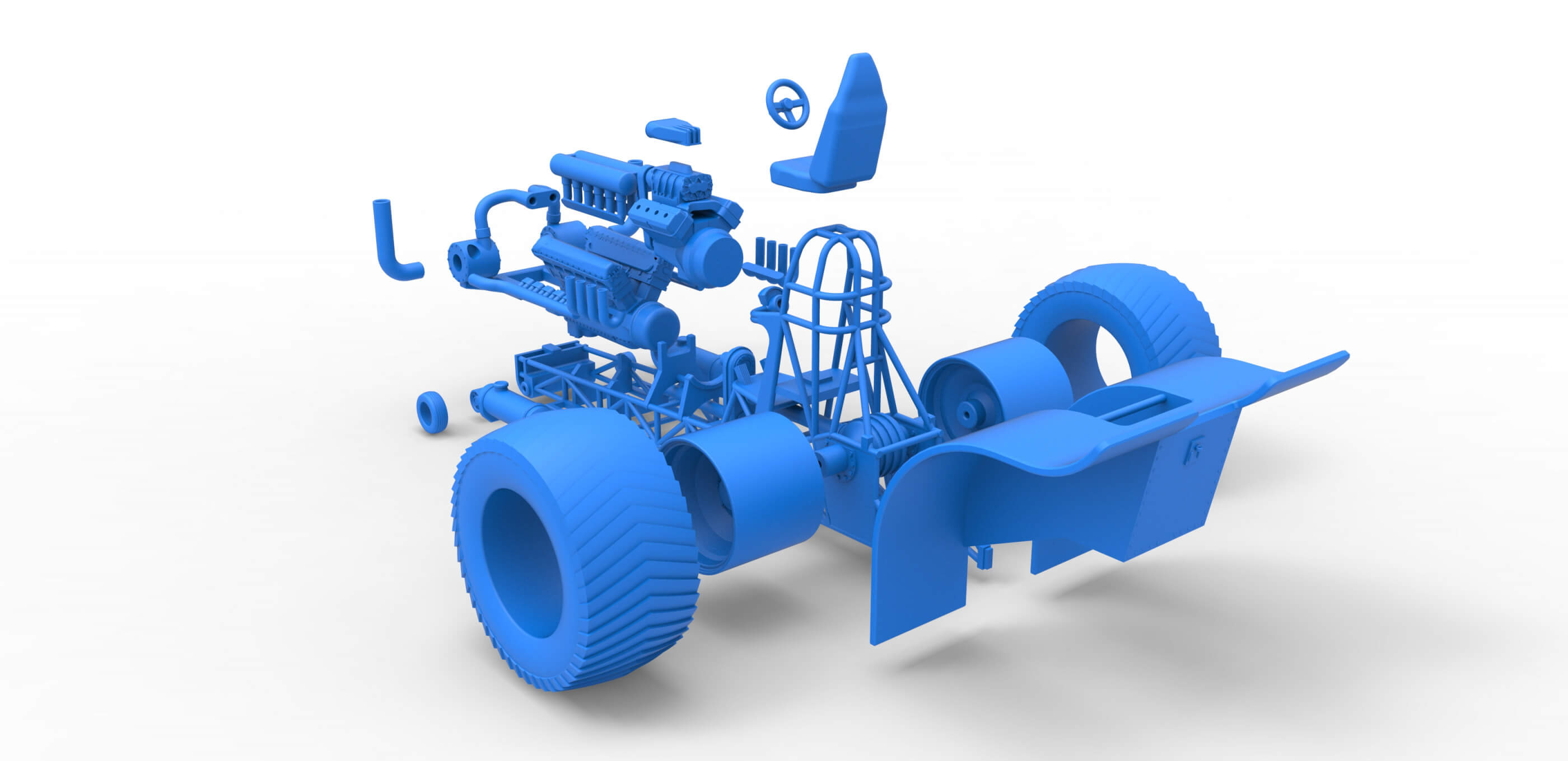 Pulling Tractor V12 and V8 Engines 1:25 - 3D Model by TechItemsRock