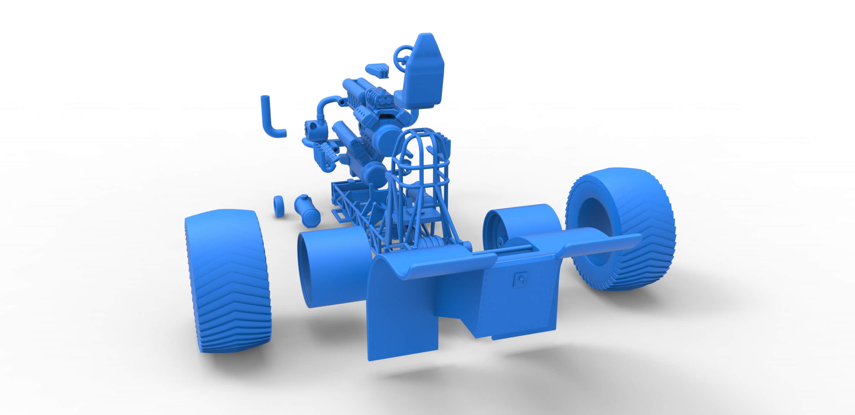 Pulling Tractor V12 and V8 Engines 1:25 - 3D Model by TechItemsRock