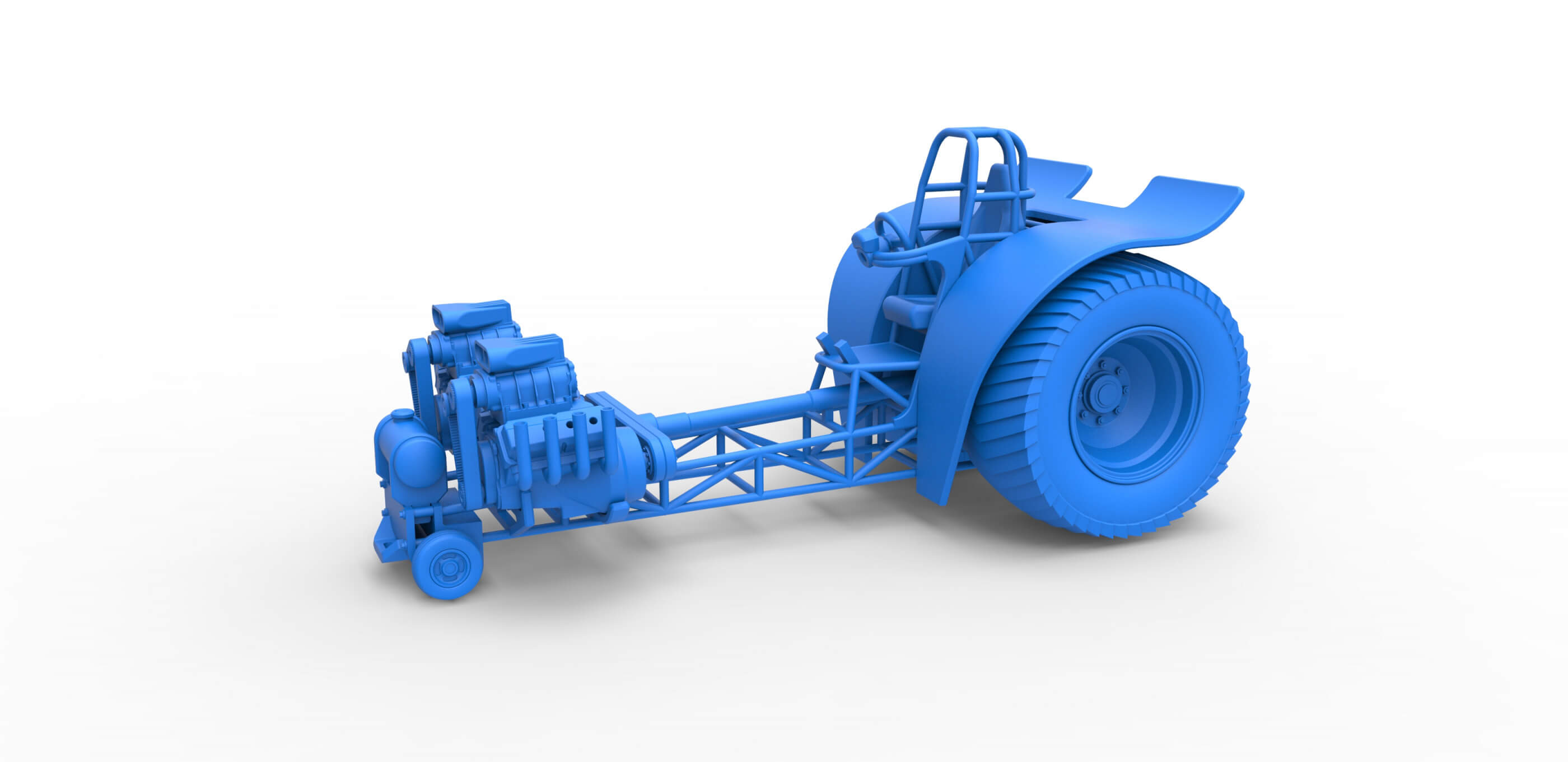 Pulling Tractor With 2 Engines V8 1:25 - 3D Model by TechItemsRock
