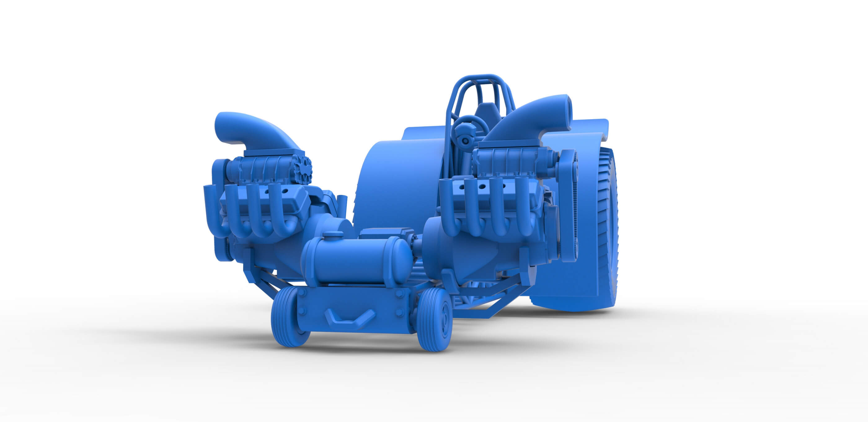 Pulling Tractor With 2 Engines V8 1:25 - 3D Model by TechItemsRock