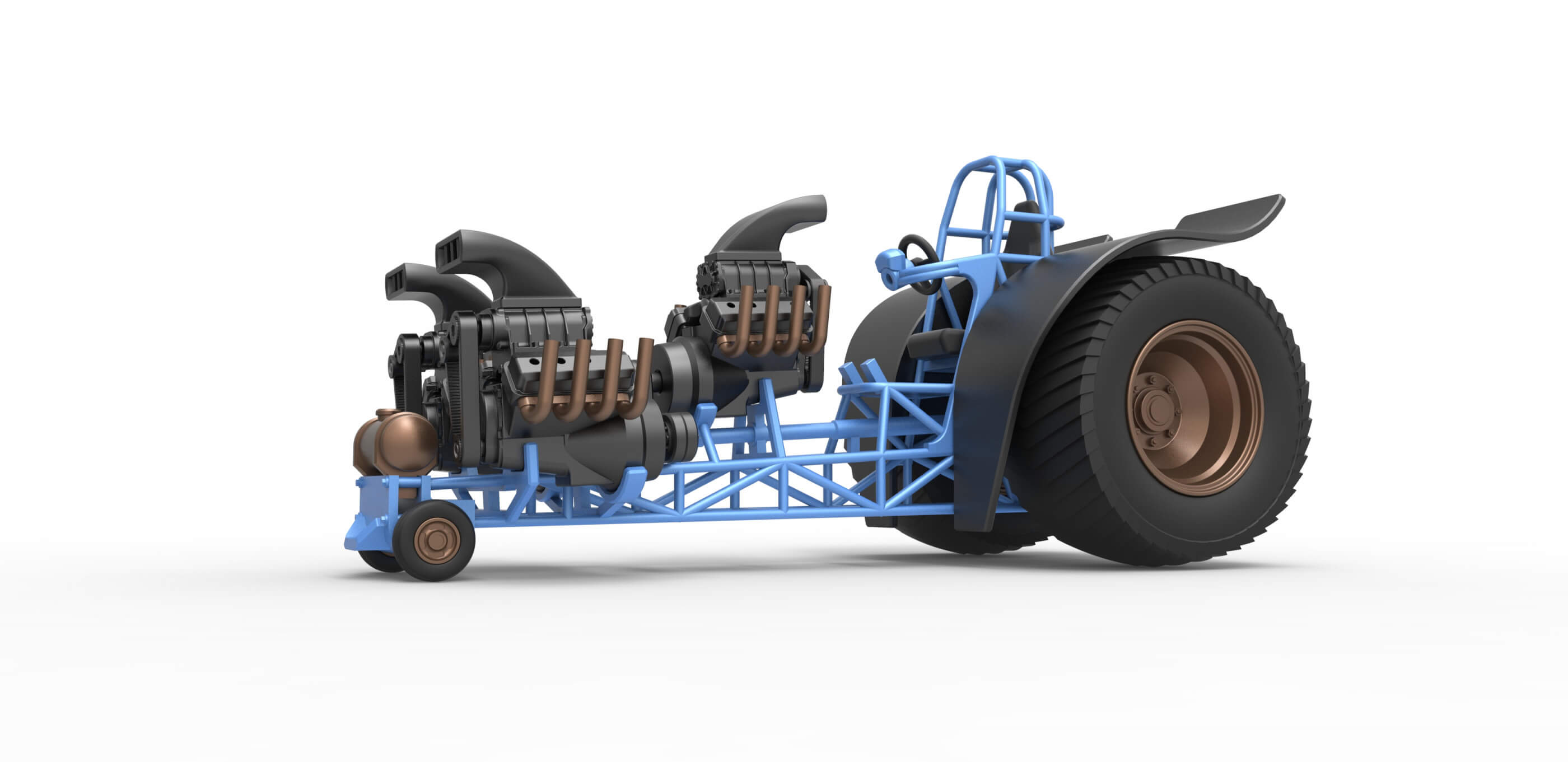 Pulling Tractor With 3 Engines V8 1:25 - 3D Model by TechItemsRock