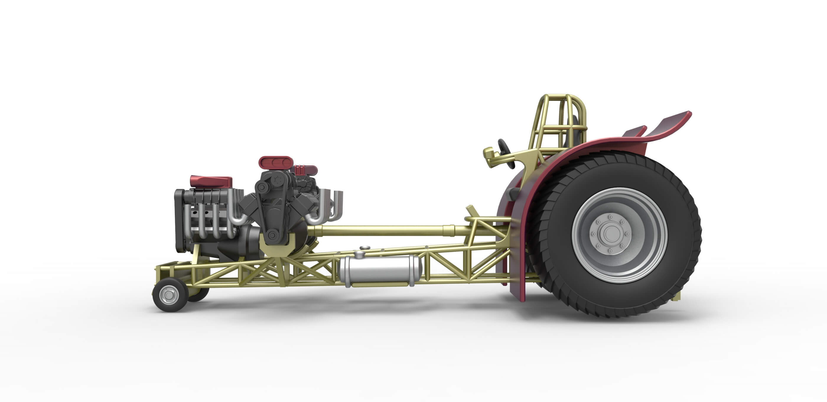 Pulling Tractor With 3 Engines V8 1:25 - 3D Model by TechItemsRock