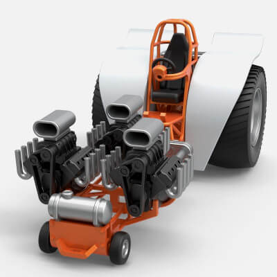 Pulling Tractor With 3 Engines V8 1:25 - 3D Model by TechItemsRock