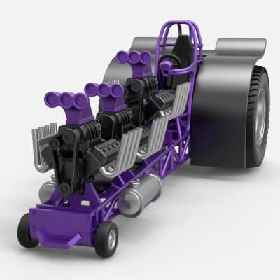 Pulling Tractor with 3 Engines V8 1:25 - 3D Model by TechItemsRock