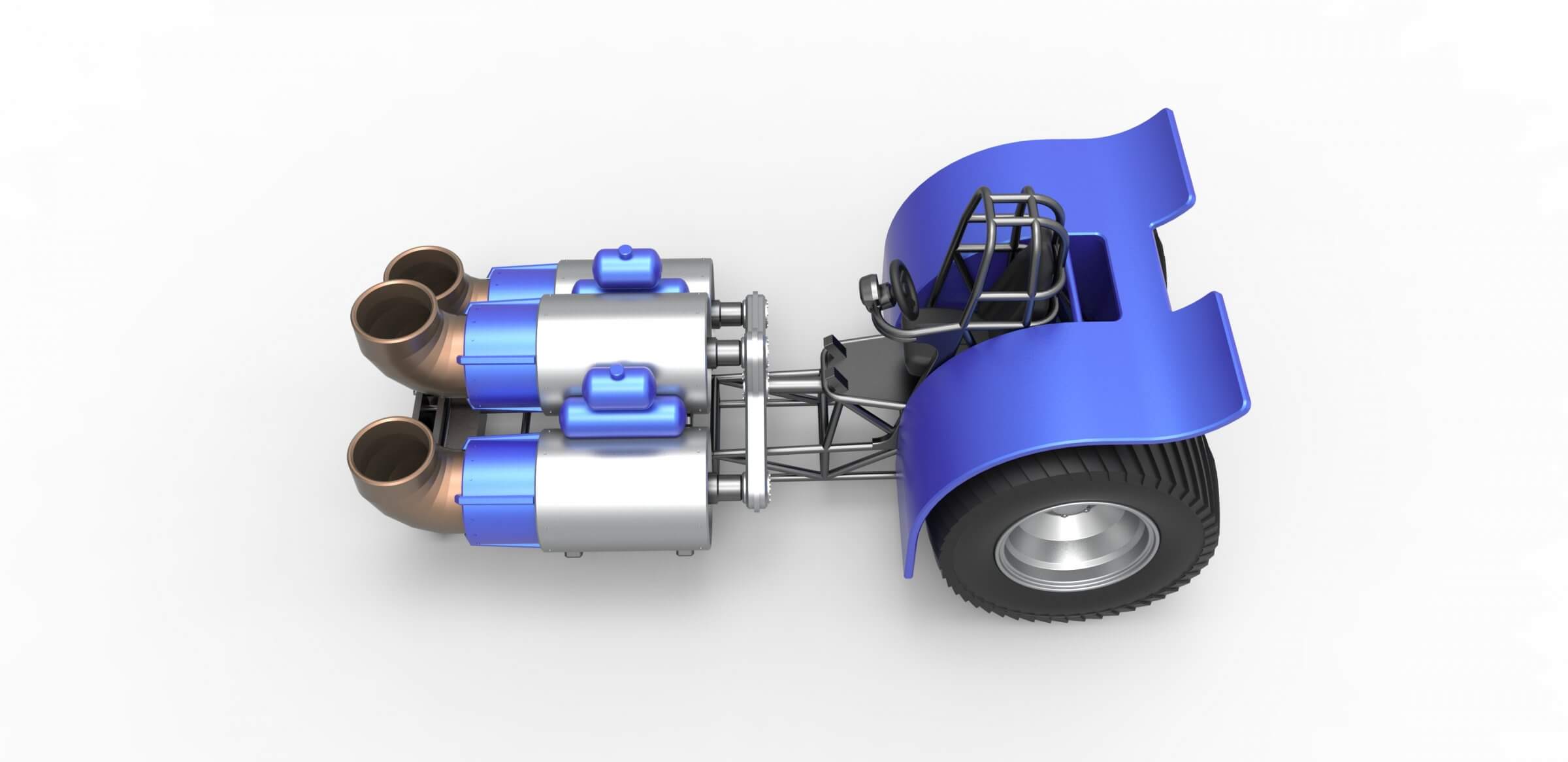 Pulling Tractor with 3 Jet Engines 1:25 - 3D Model by TechItemsRock