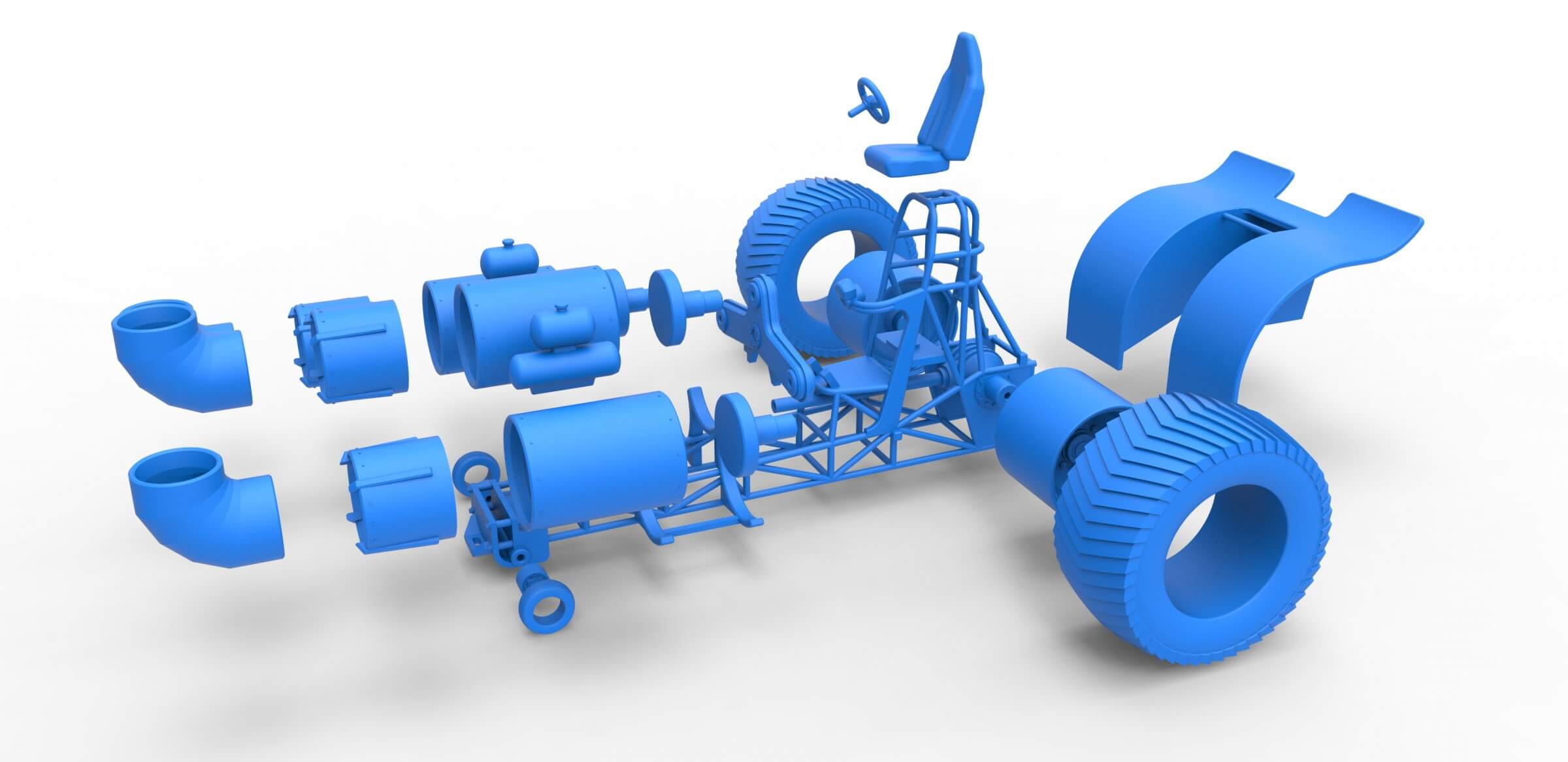 Pulling Tractor with 3 Jet Engines 1:25 - 3D Model by TechItemsRock