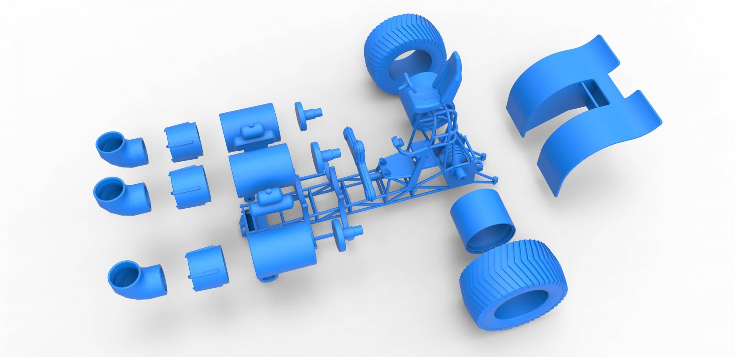 Pulling Tractor with 3 Jet Engines 1:25 - 3D Model by TechItemsRock
