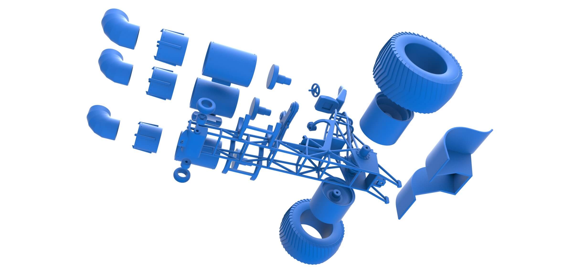 Pulling Tractor with 3 Jet Engines 1:25 - 3D Model by TechItemsRock