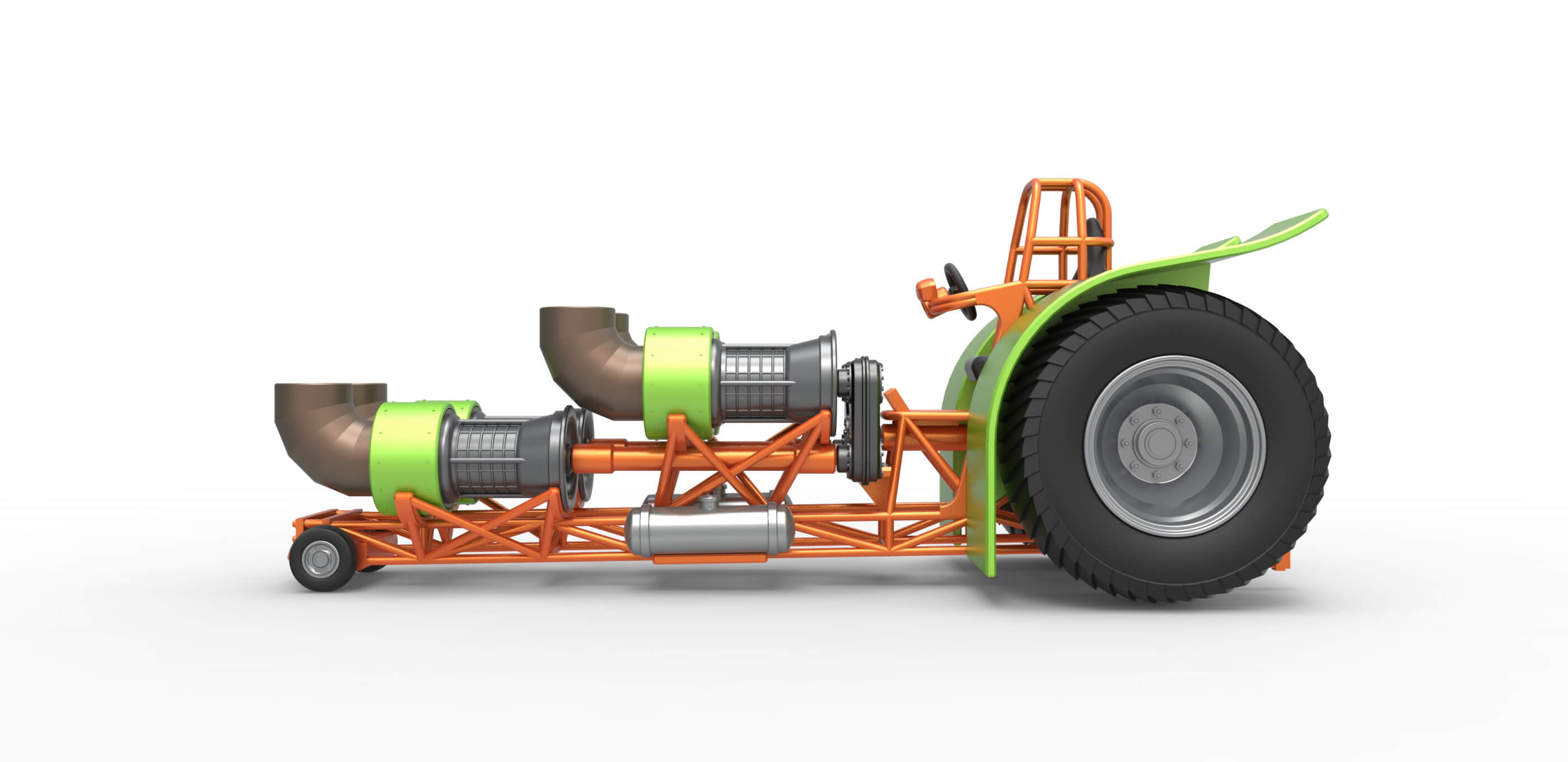 Pulling Tractor With 4 Jet Engines 1:25 - 3D Model by TechItemsRock