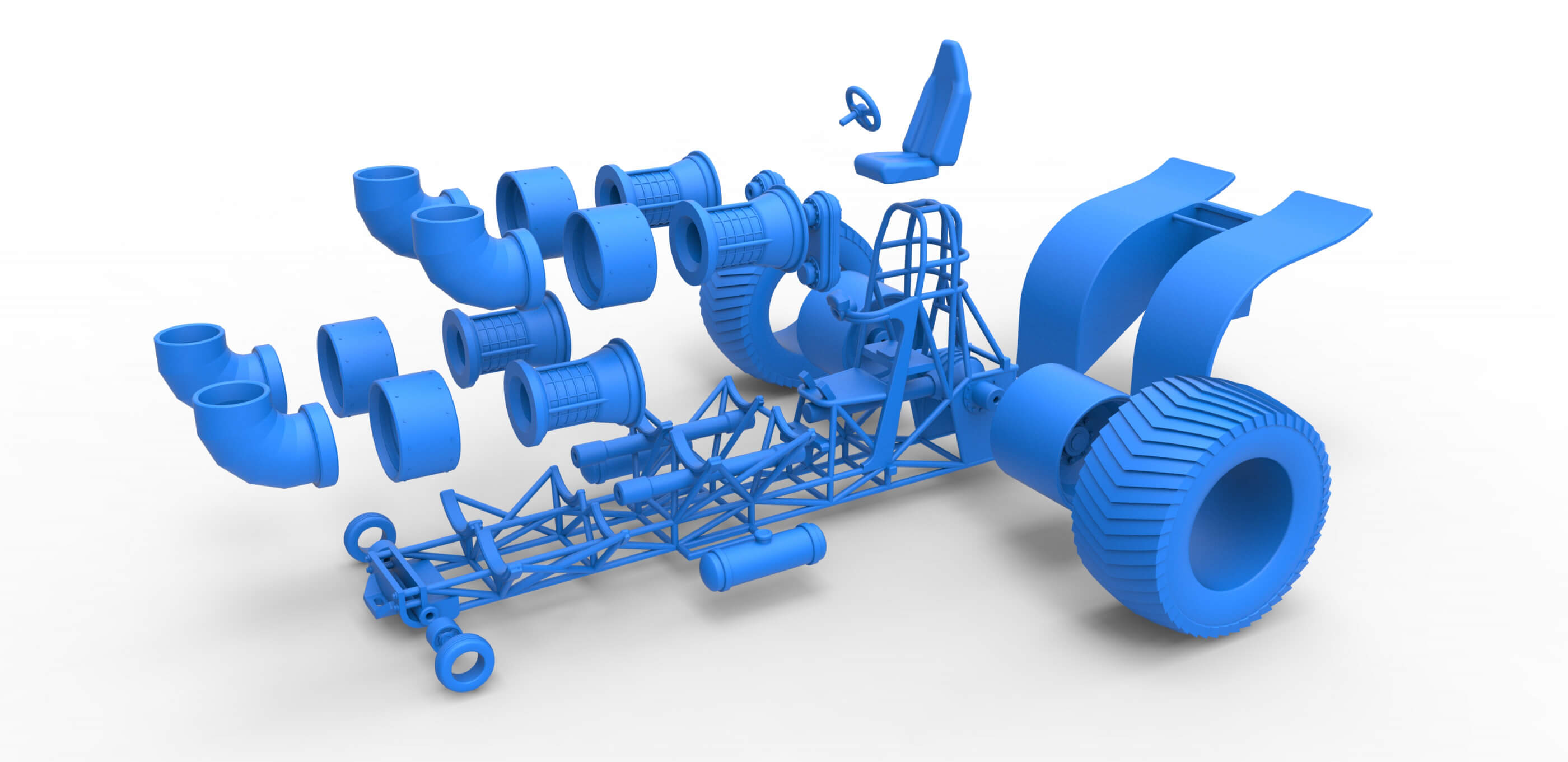 Pulling Tractor With 4 Jet Engines 1:25 - 3D Model by TechItemsRock