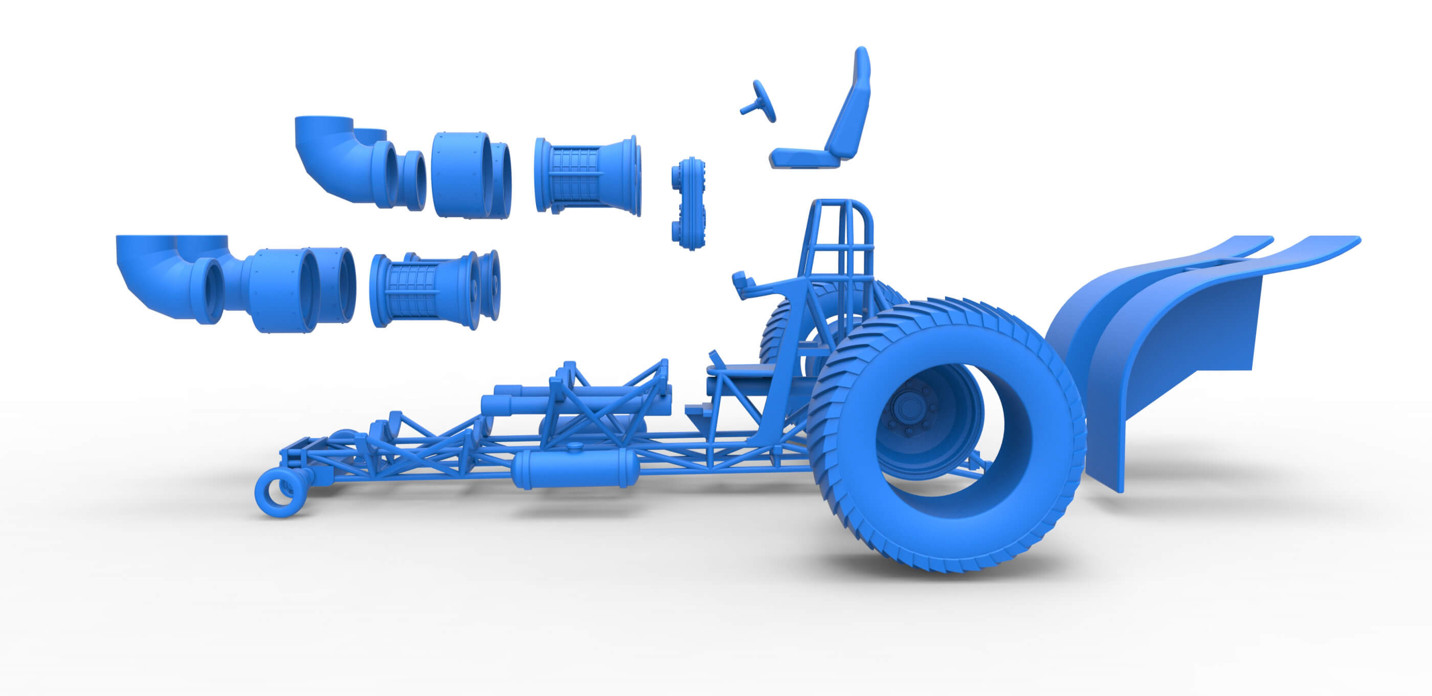 Pulling Tractor With 4 Jet Engines 1:25 - 3D Model by TechItemsRock