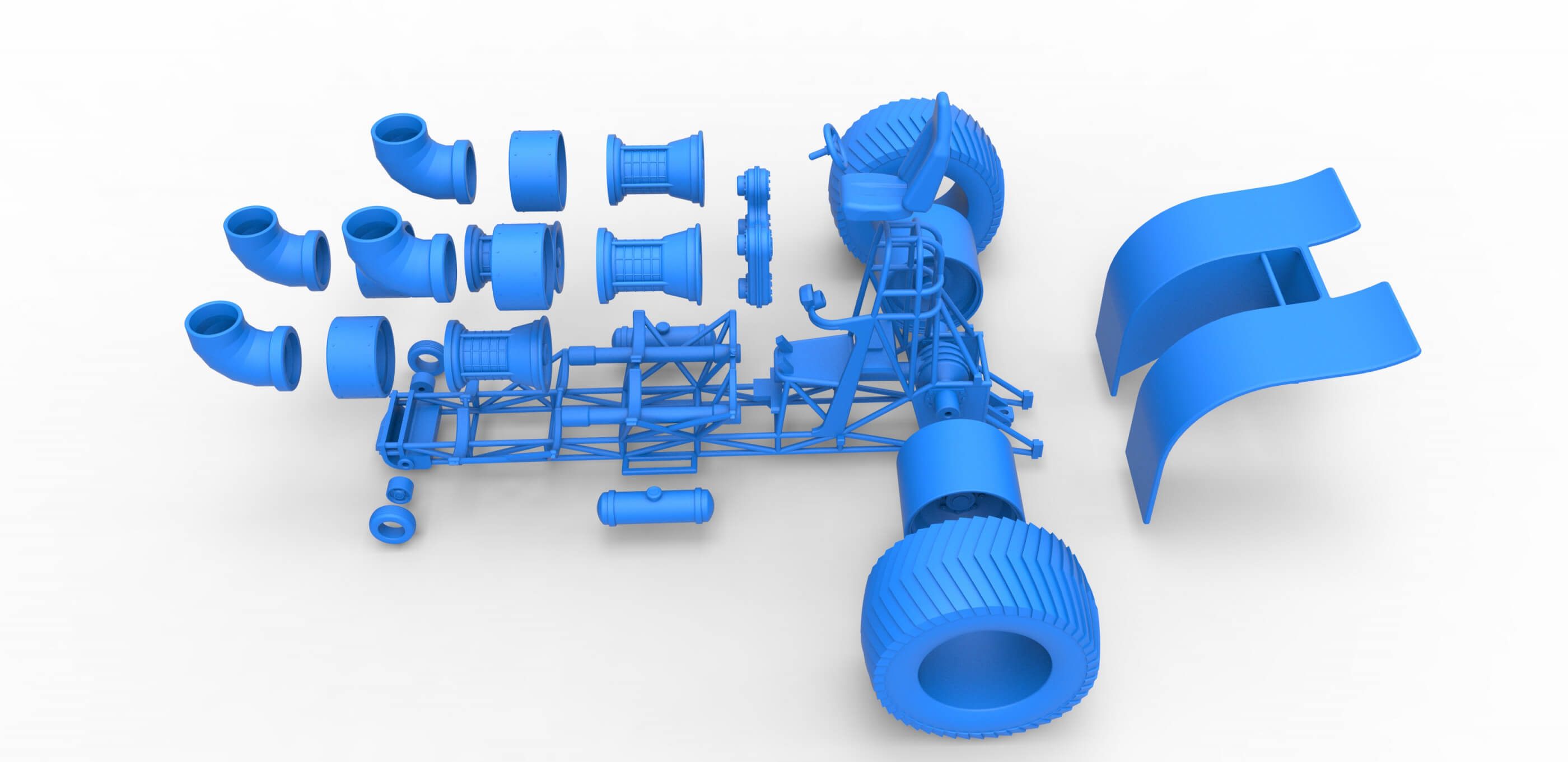 Pulling Tractor With 4 Jet Engines 1:25 - 3D Model by TechItemsRock