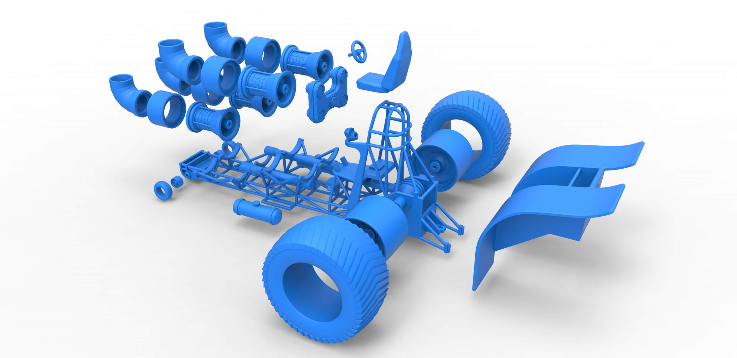 Pulling Tractor With 4 Jet Engines 1:25 - 3D Model by TechItemsRock