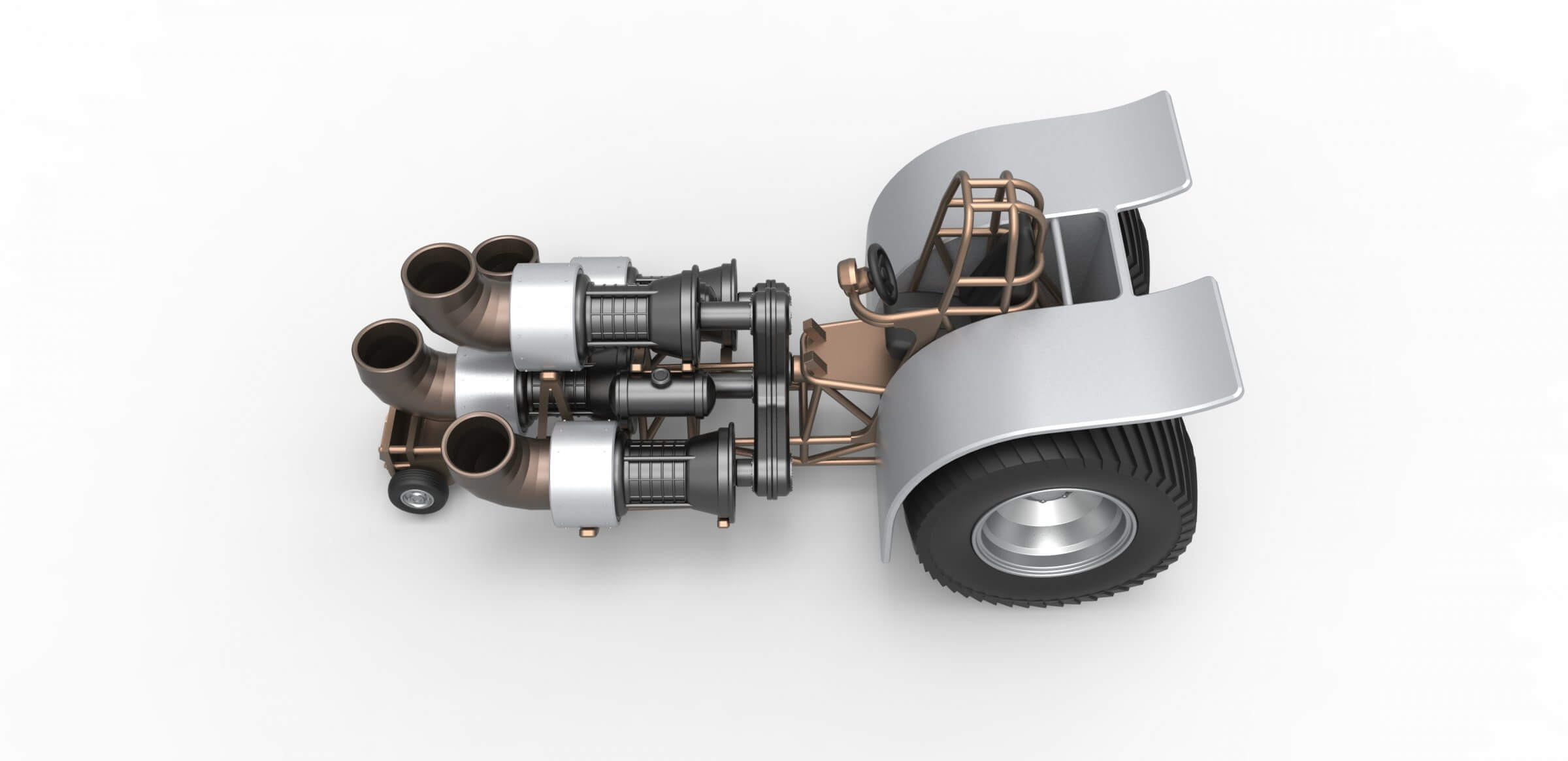 Pulling Tractor with 4 Jet Engines 1:25 - 3D Model by TechItemsRock