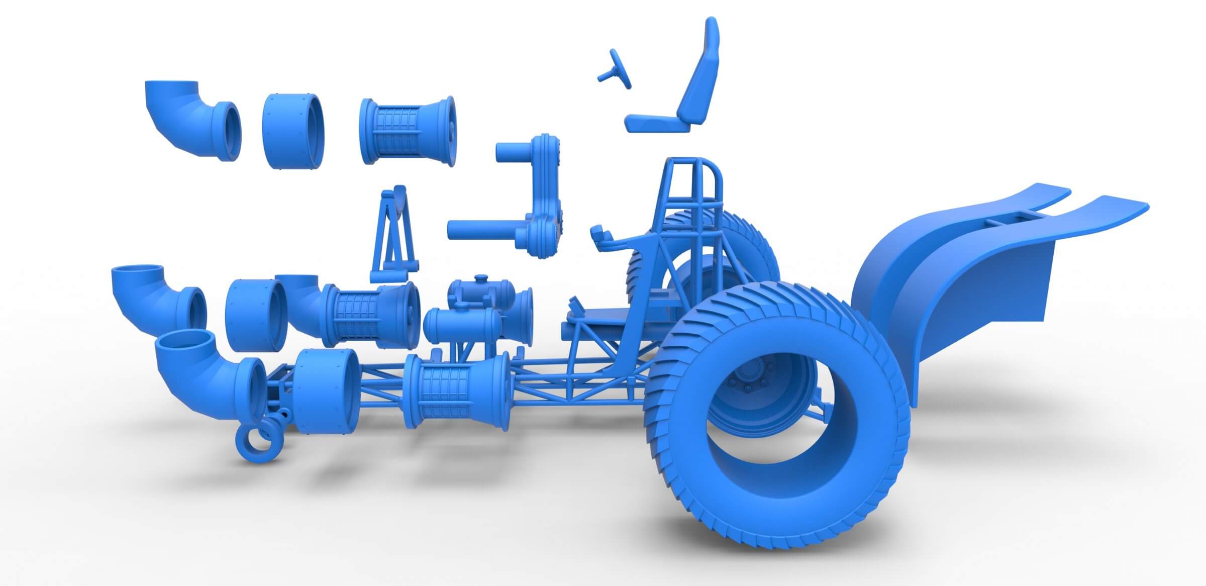 Pulling Tractor with 4 Jet Engines 1:25 - 3D Model by TechItemsRock
