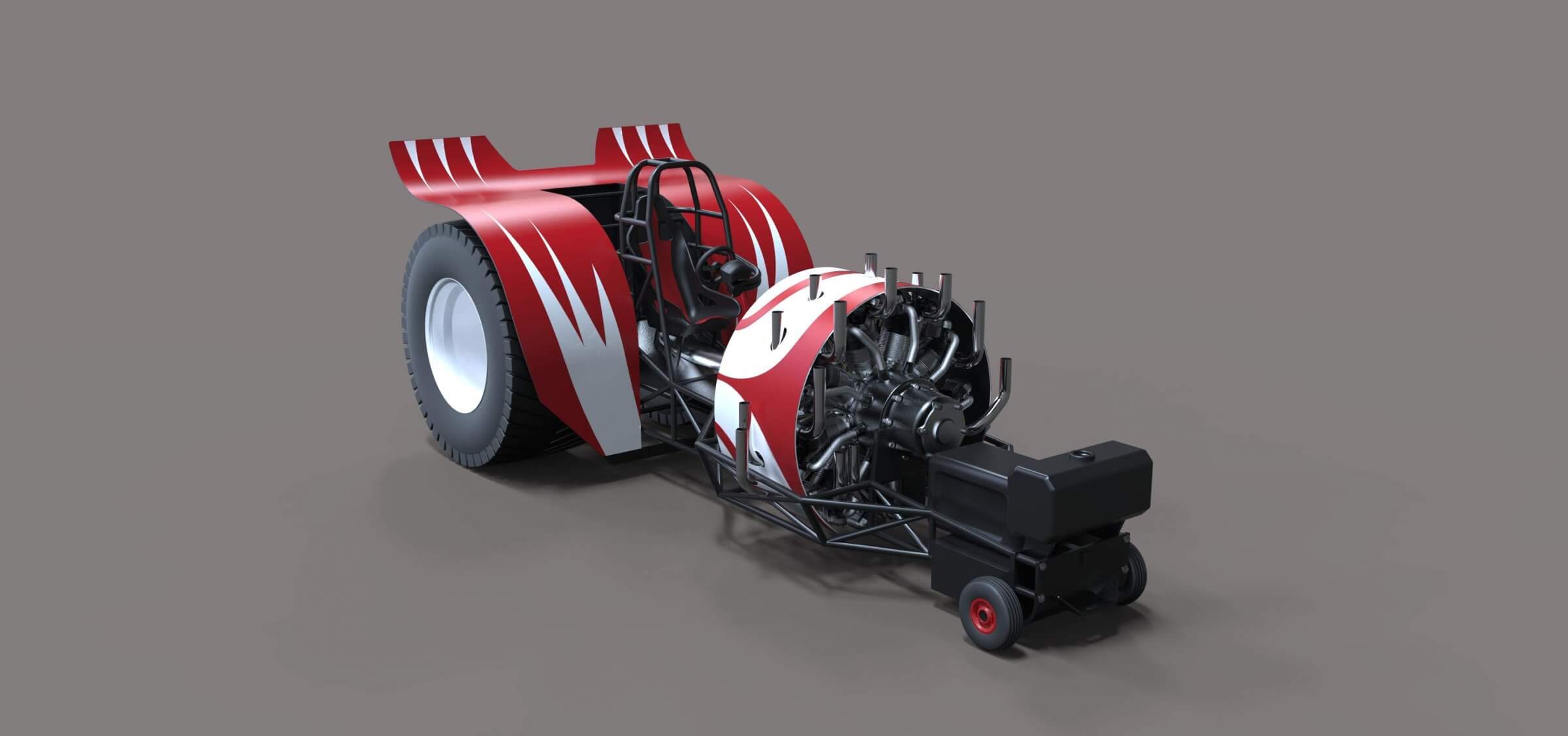 Pulling Tractor with Radial Engine - 3D Model by TechItemsRock