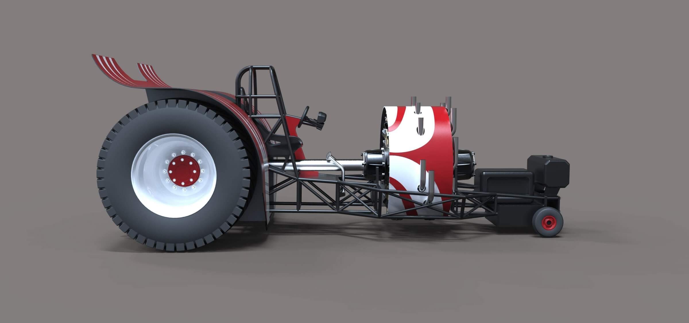 Pulling Tractor with Radial Engine - 3D Model by TechItemsRock