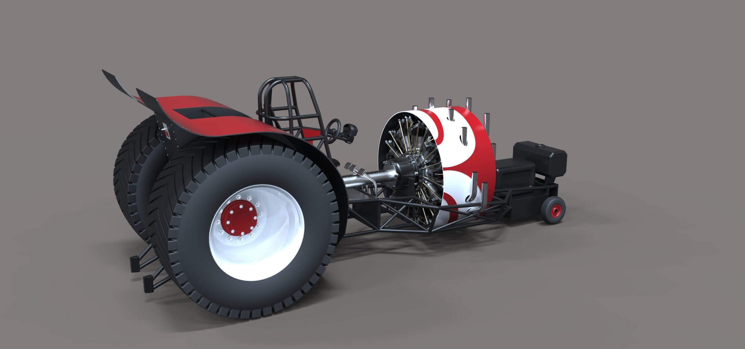 Pulling Tractor with Radial Engine - 3D Model by TechItemsRock
