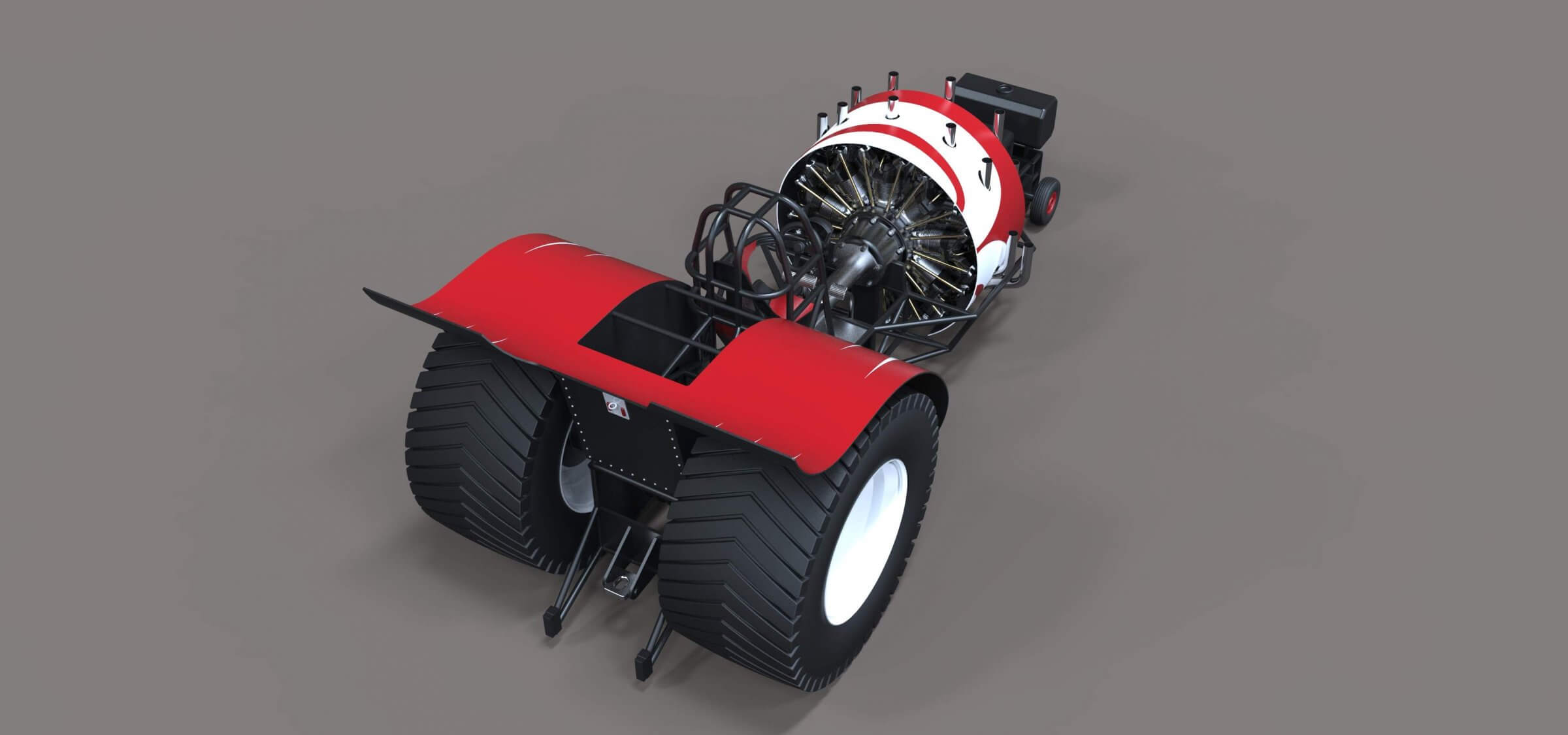 Pulling Tractor with Radial Engine - 3D Model by TechItemsRock