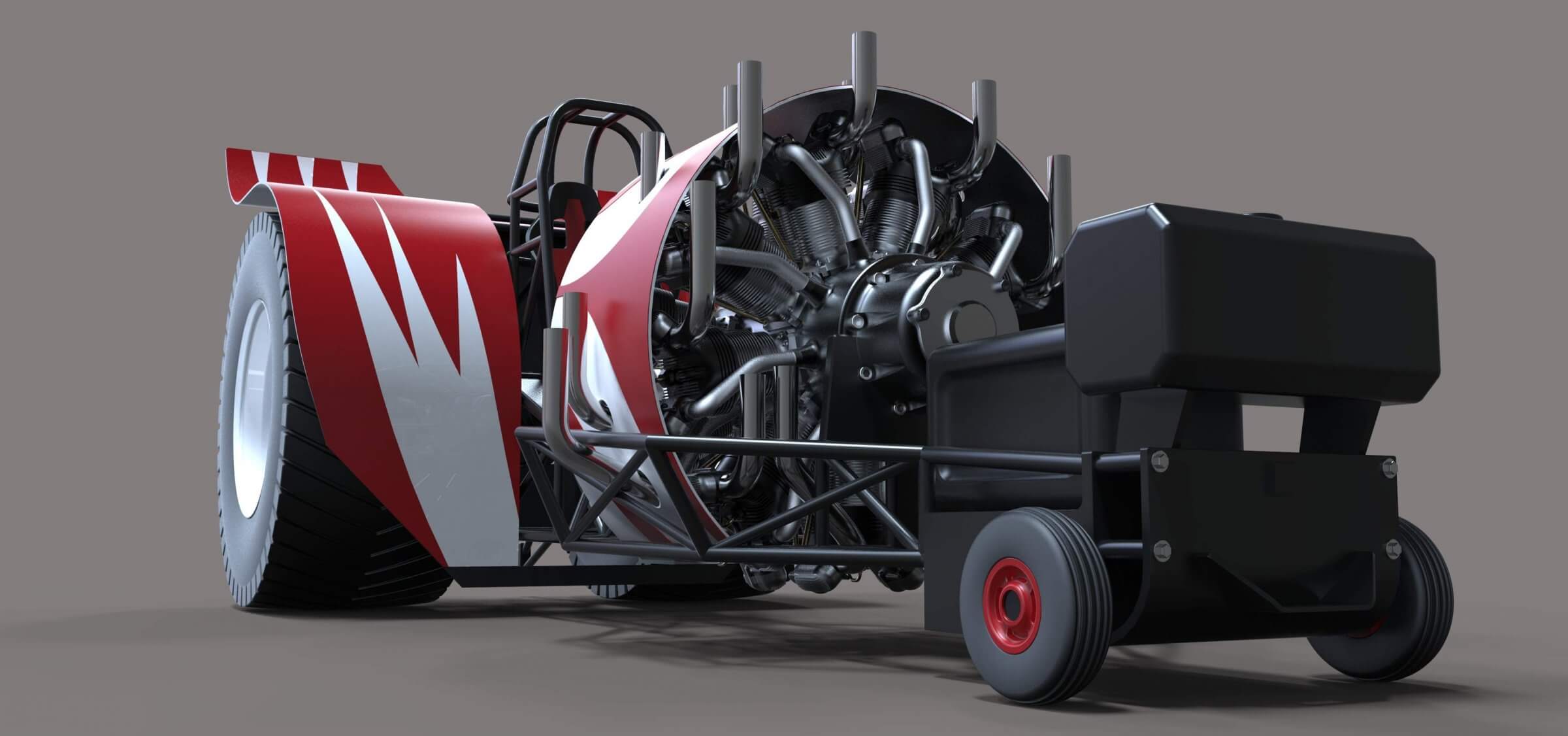 Pulling Tractor with Radial Engine - 3D Model by TechItemsRock