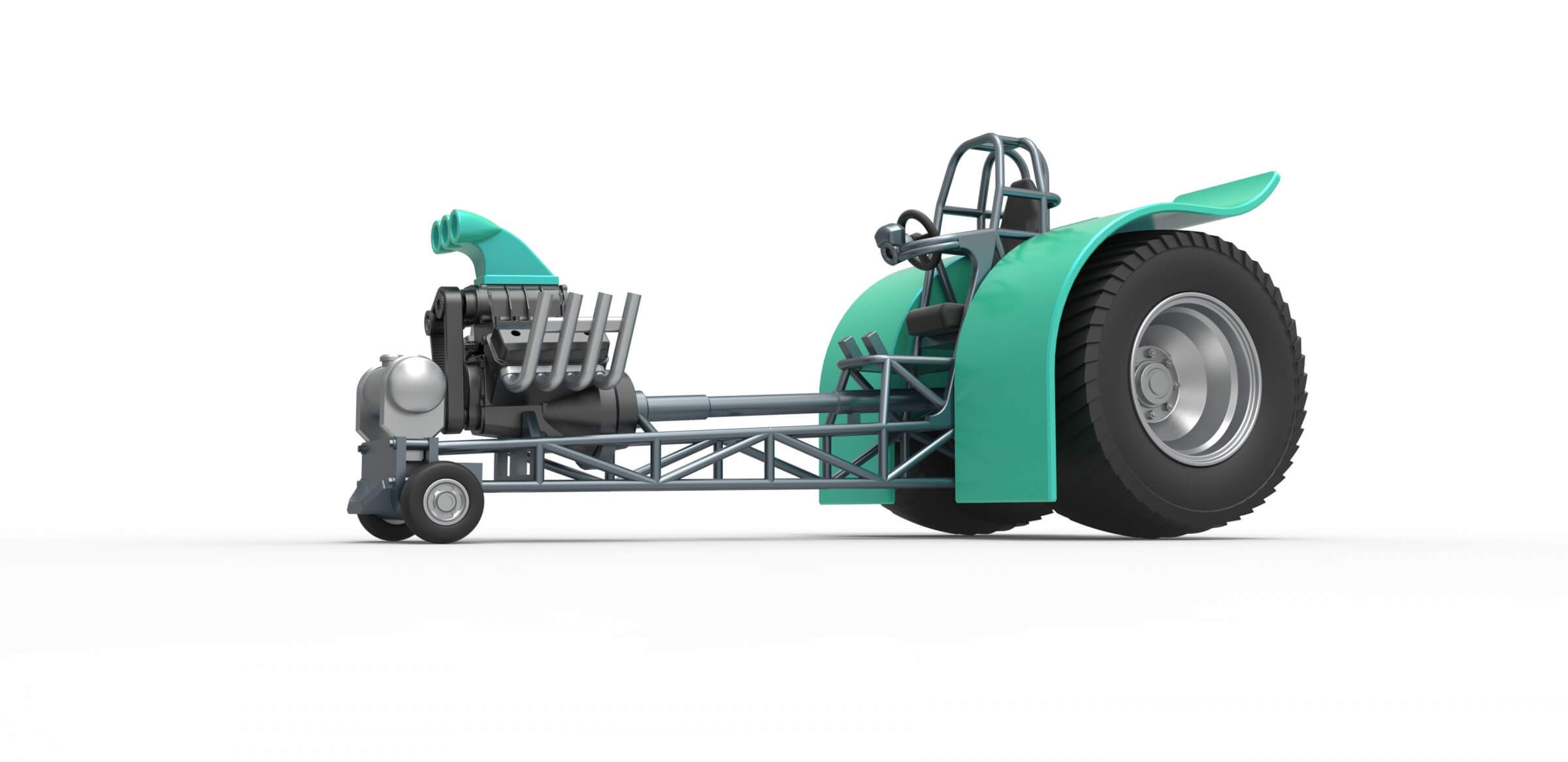 Pulling Tractor with Single V8 Engine 1:25 - 3D Model by TechItemsRock