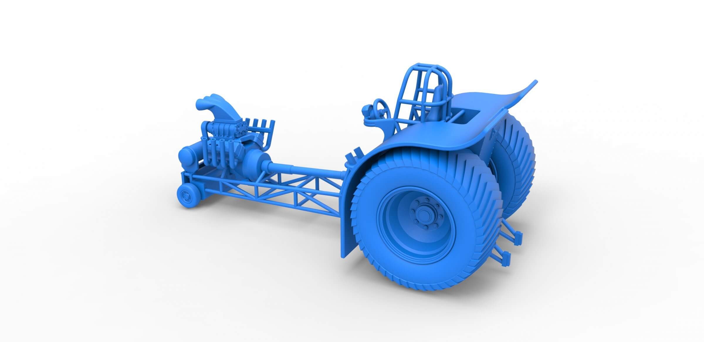Pulling Tractor with Single V8 Engine 1:25 - 3D Model by TechItemsRock