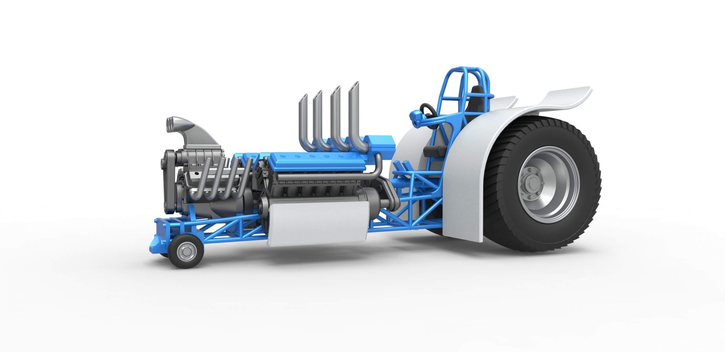 Pulling Tractor with V8 and 2 V12 Engines 1:25 - 3D Model by TechItemsRock