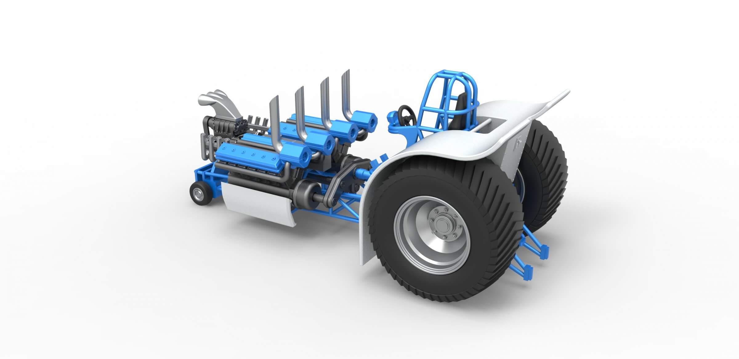 Pulling Tractor with V8 and 2 V12 Engines 1:25 - 3D Model by TechItemsRock