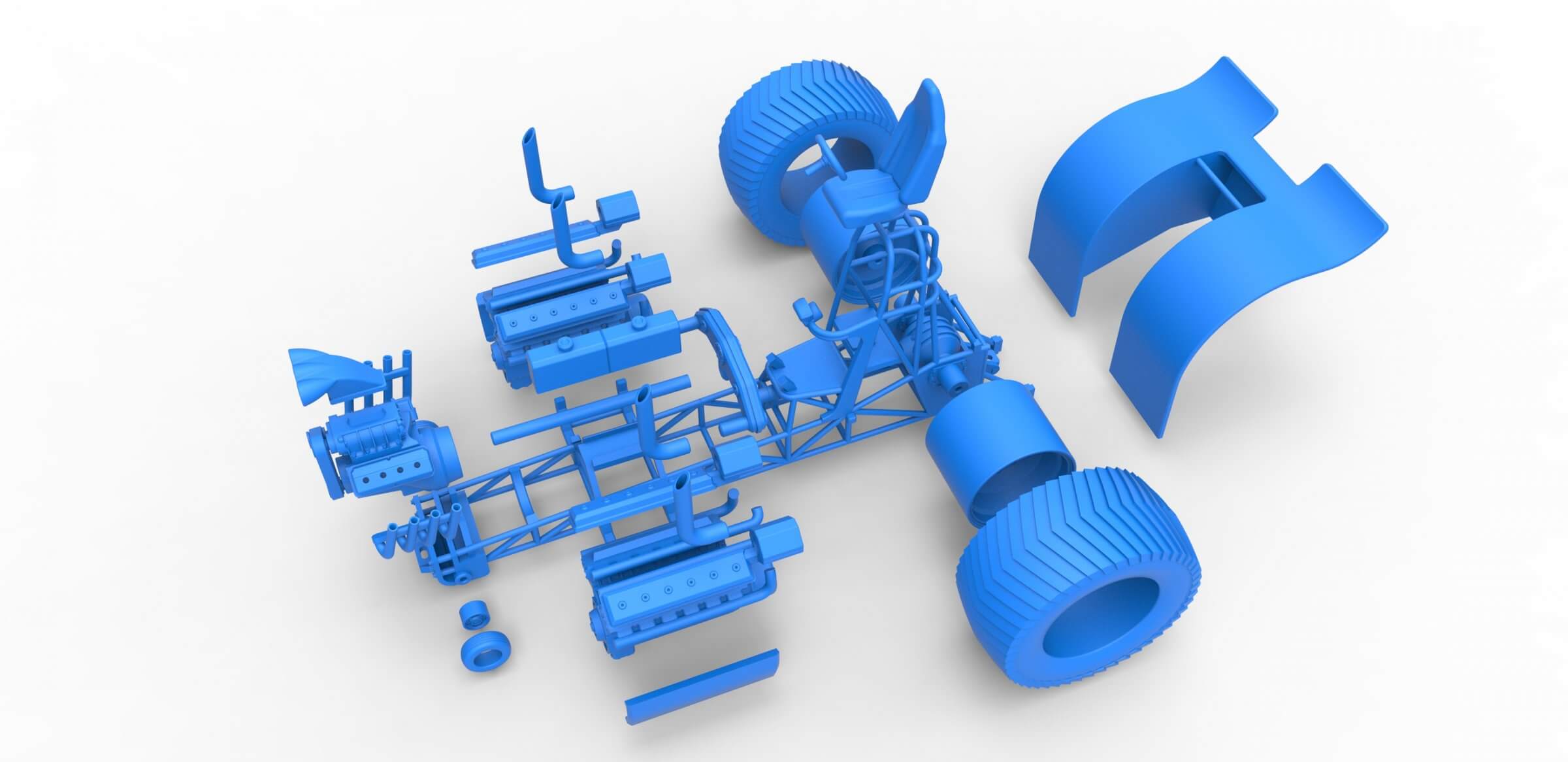 Pulling Tractor with V8 and 2 V12 Engines 1:25 - 3D Model by TechItemsRock
