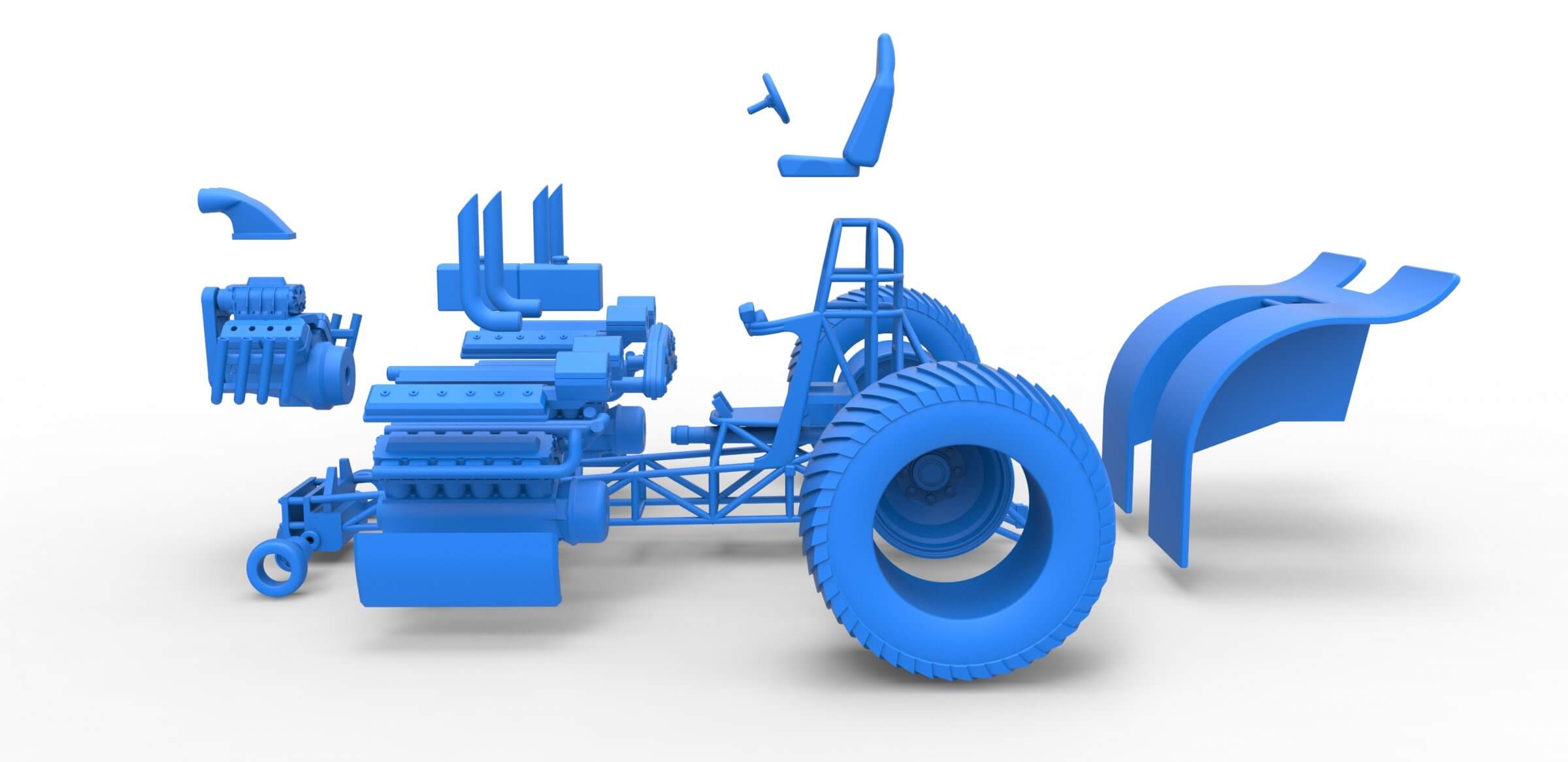 Pulling Tractor with V8 and 2 V12 Engines 1:25 - 3D Model by TechItemsRock