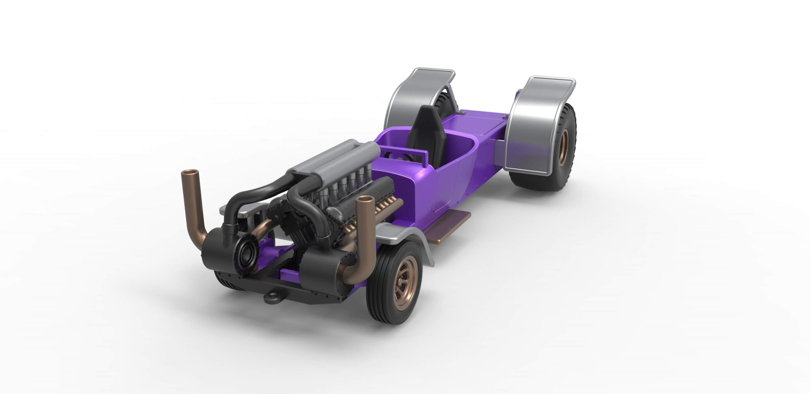 Pulling Truck 2WD Hot Rod Turbo V12 1:25 - 3D Model by TechItemsRock