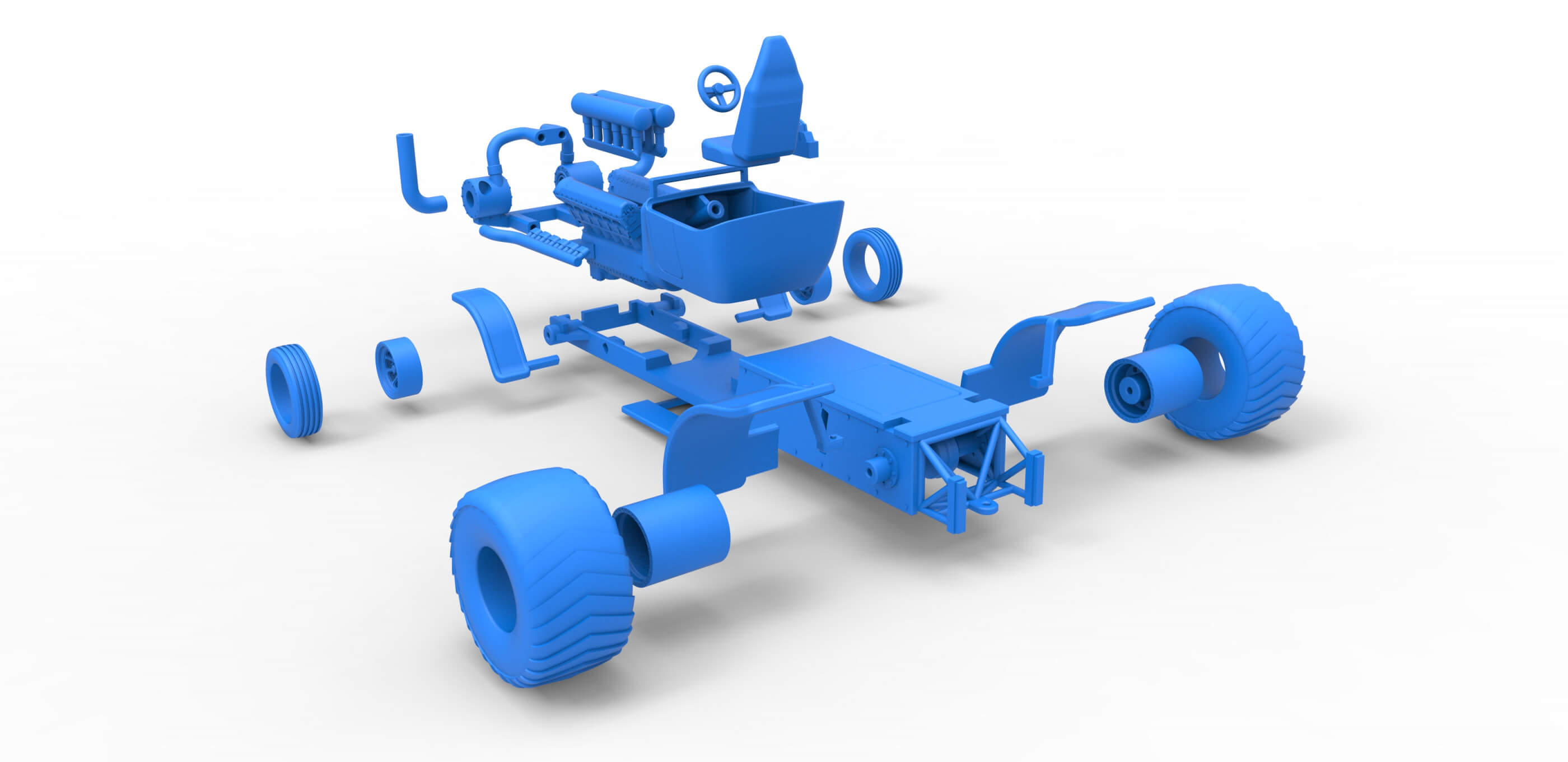 Pulling Truck 2WD Hot Rod Turbo V12 1:25 - 3D Model by TechItemsRock