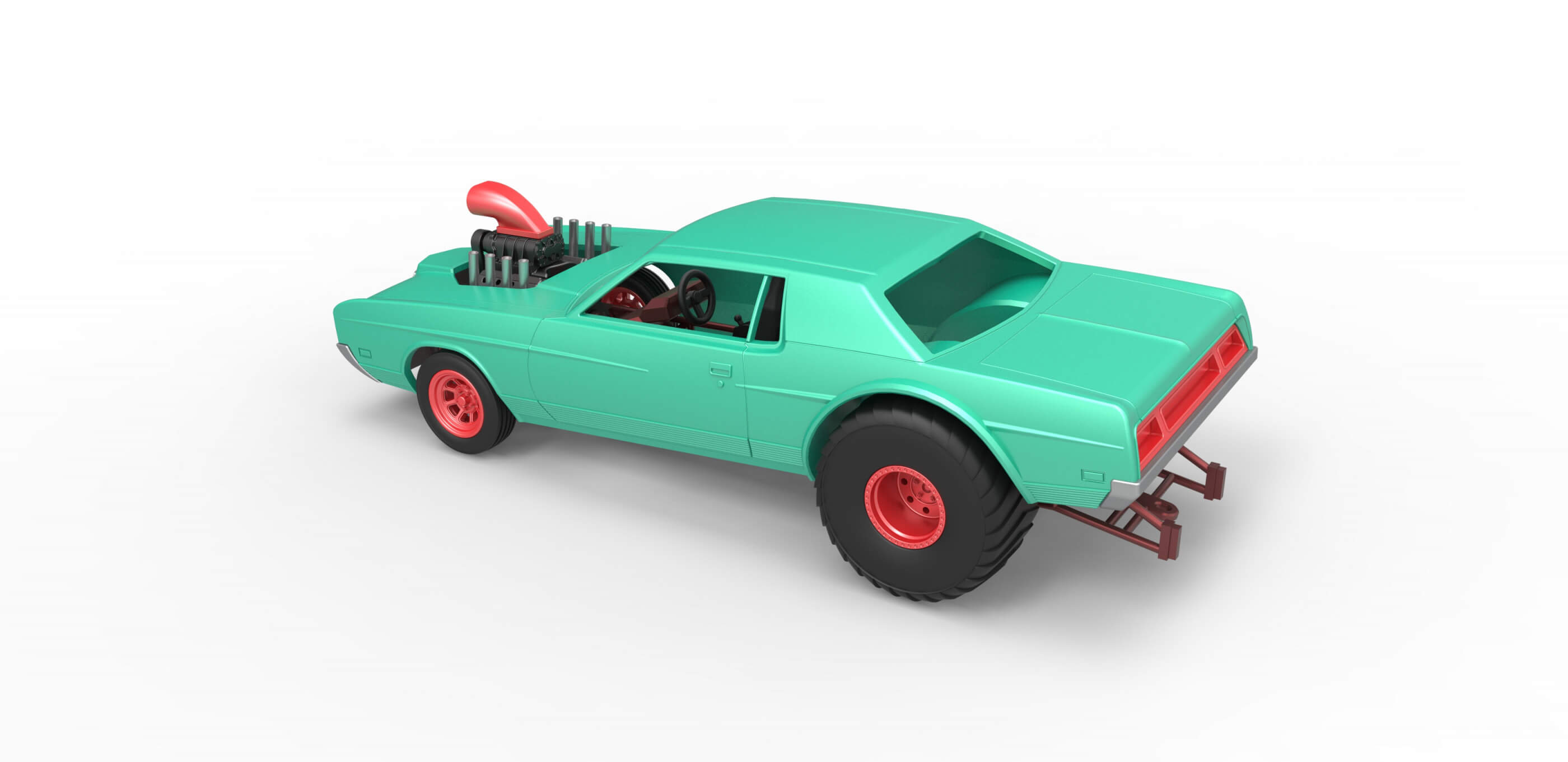 Pulling Truck 2WD With Car Shell 1:25 - 3D Model by TechItemsRock