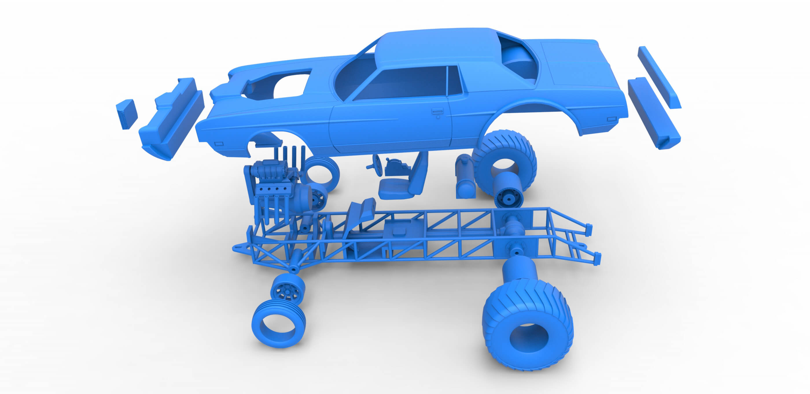 Pulling Truck 2WD With Car Shell 1:25 - 3D Model by TechItemsRock