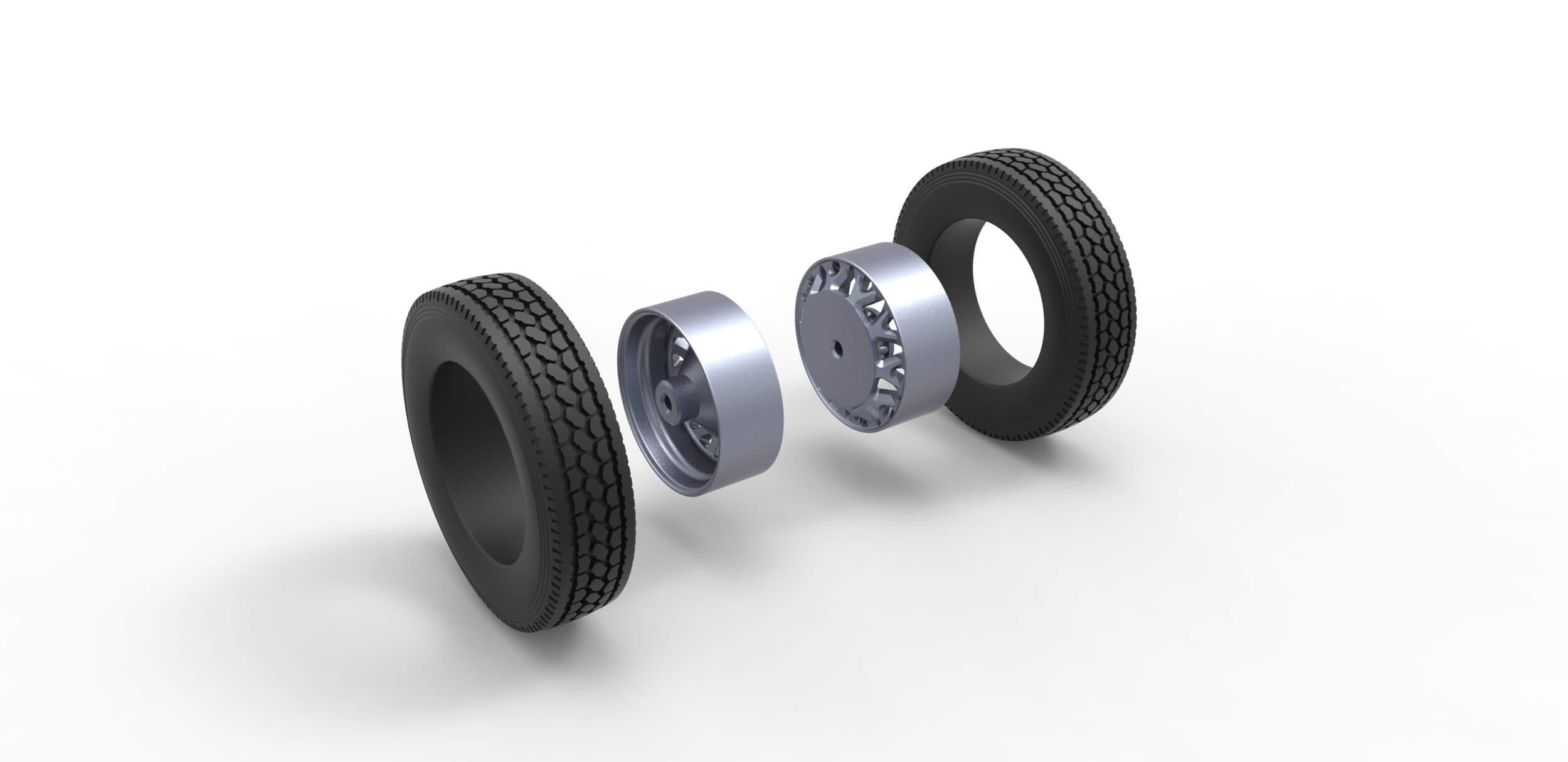 Rear Custom Wheel of Semi Truck 1:25 - 3D Model by TechItemsRock