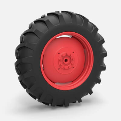 Wheel Set of Vintage Pulling Tractor Scale 1:25 - 3D Model by TechItemsRock