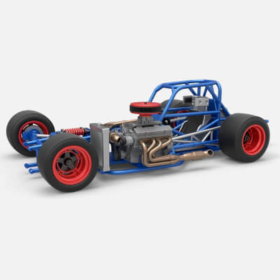 Supermodified Front Engine Race Car Base V4 Scale 1:25 - 3D Model by ...