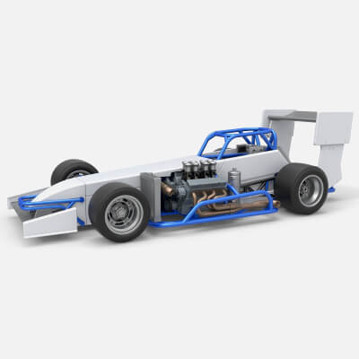 Supermodified Front Engine Race Car V4 Scale 1:25 - 3D Model by ...