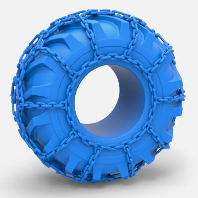 Tire of Timberjack with Chains Scale 1:25 - 3D Model by TechItemsRock