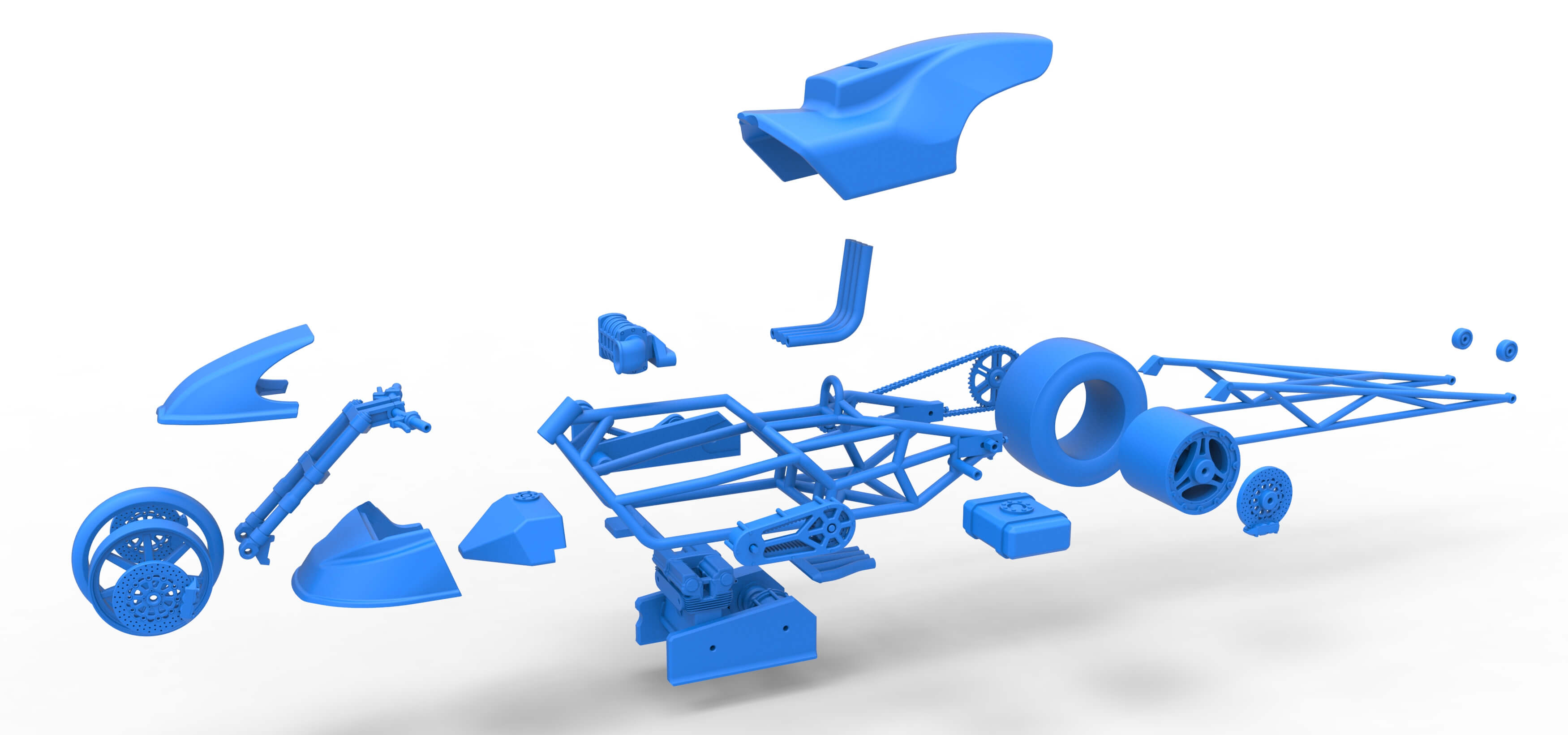 Top Fuel Dragster Motorcycle Scale 1:25 - 3D Model by TechItemsRock