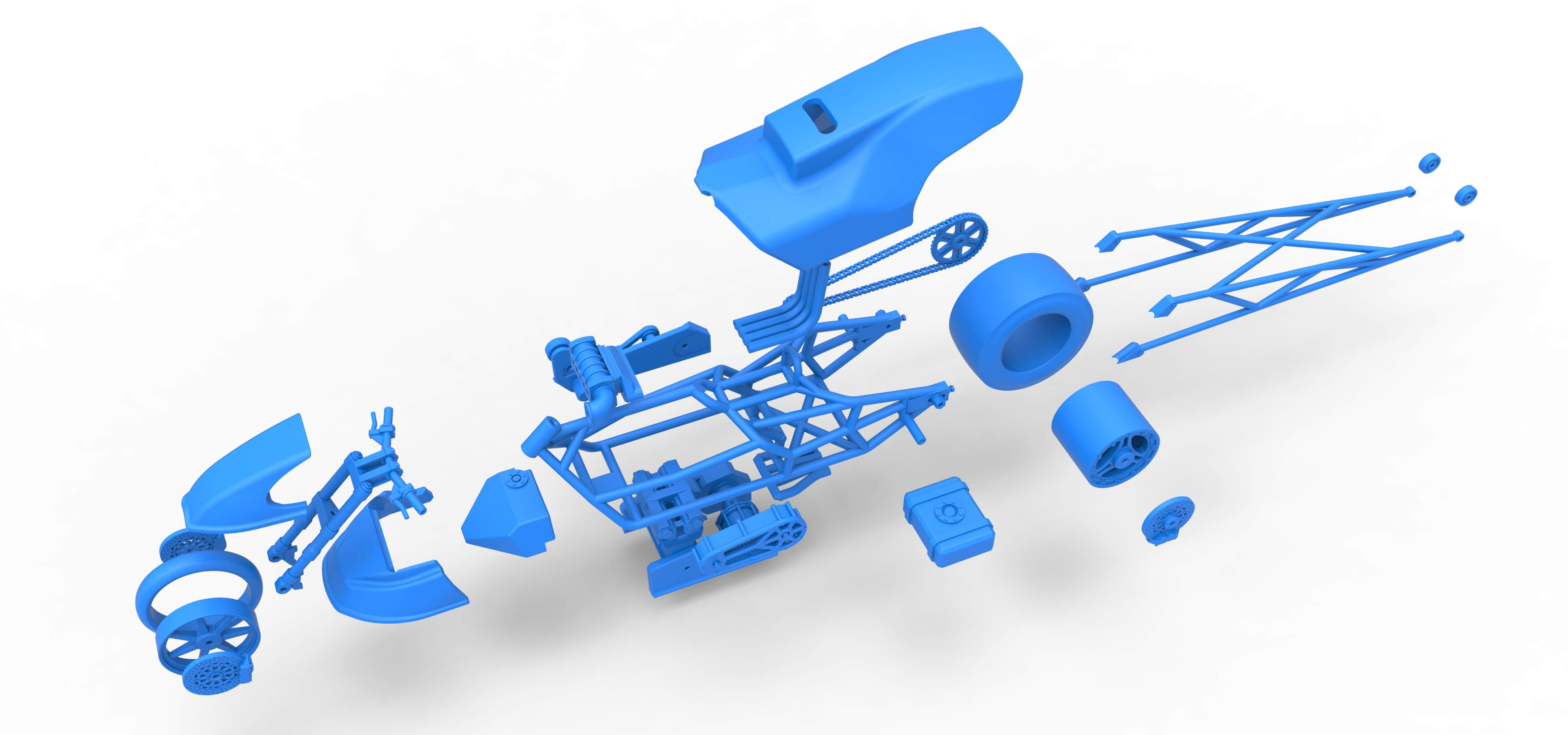 Top Fuel Dragster Motorcycle Scale 1:25 - 3D Model by TechItemsRock