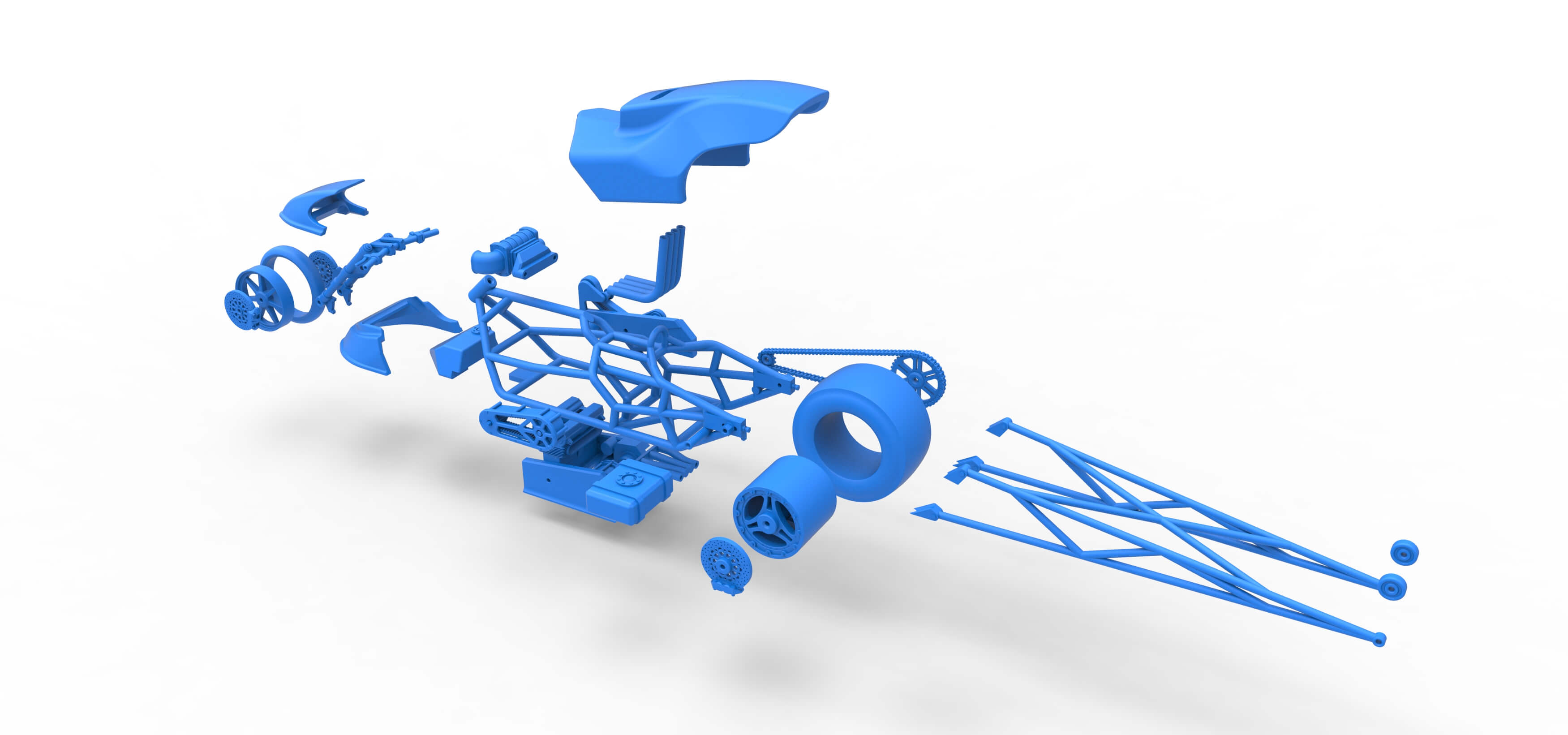 Top Fuel Dragster Motorcycle Scale 1:25 - 3D Model by TechItemsRock