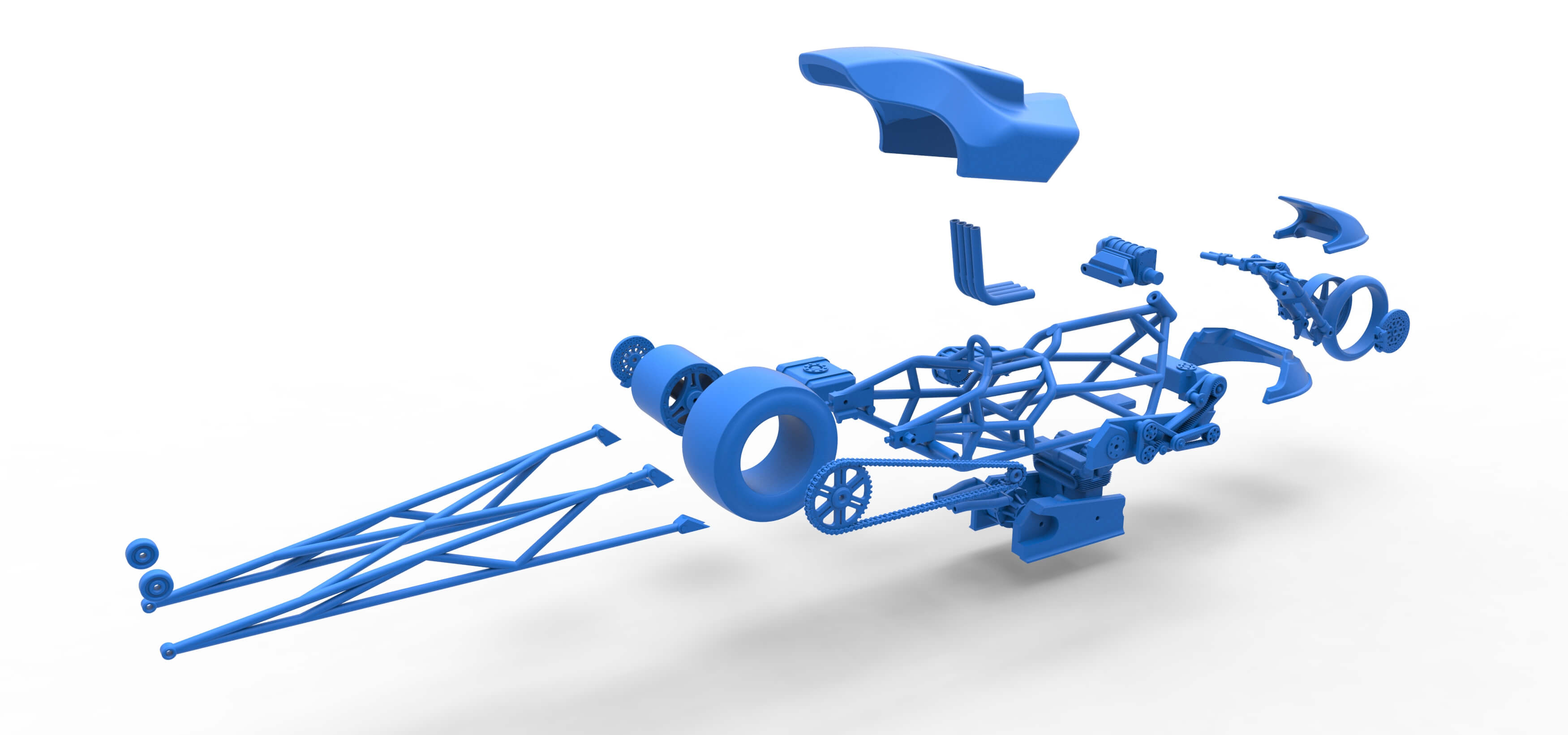 Top Fuel Dragster Motorcycle Scale 1:25 - 3D Model by TechItemsRock