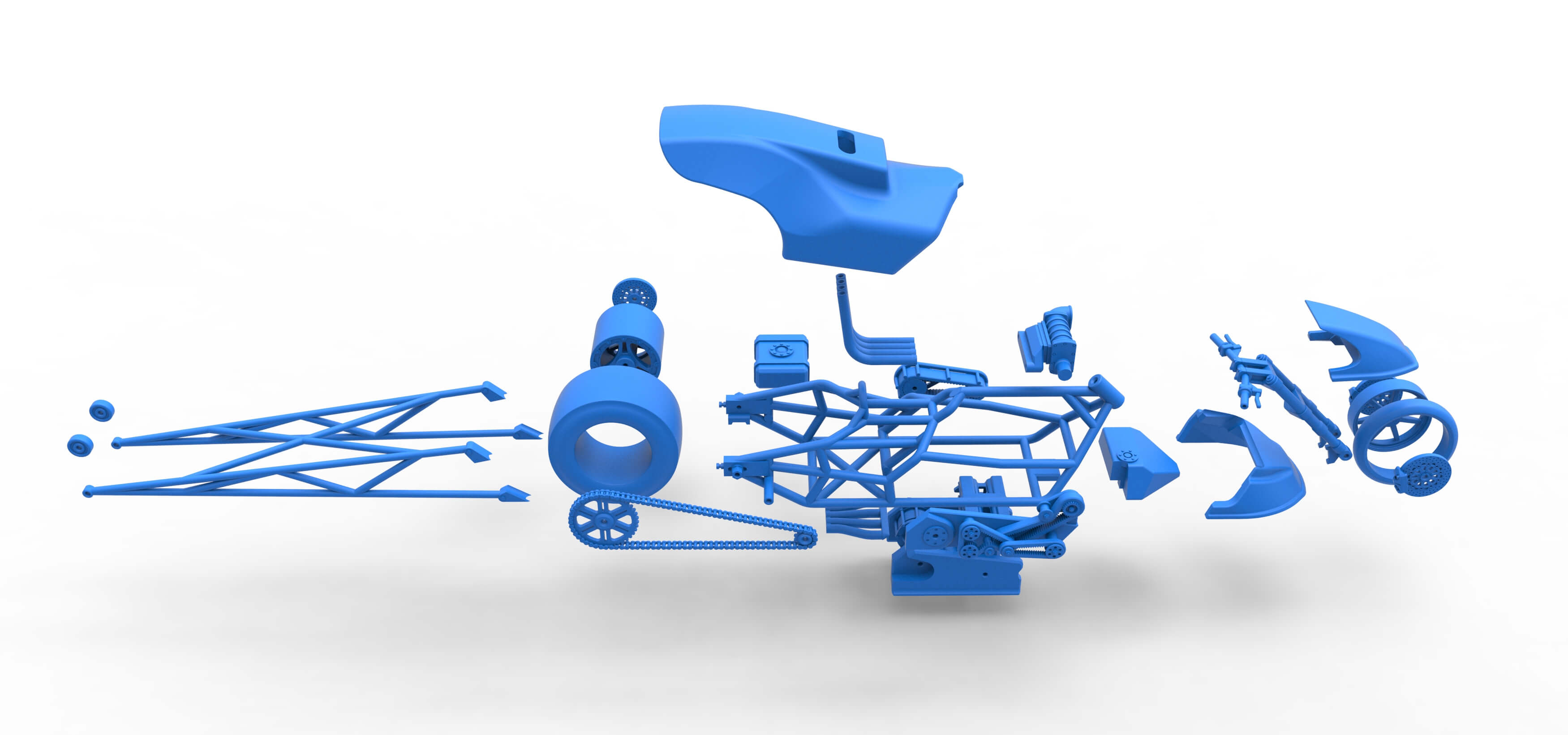 Top Fuel Dragster Motorcycle Scale 1:25 - 3D Model by TechItemsRock