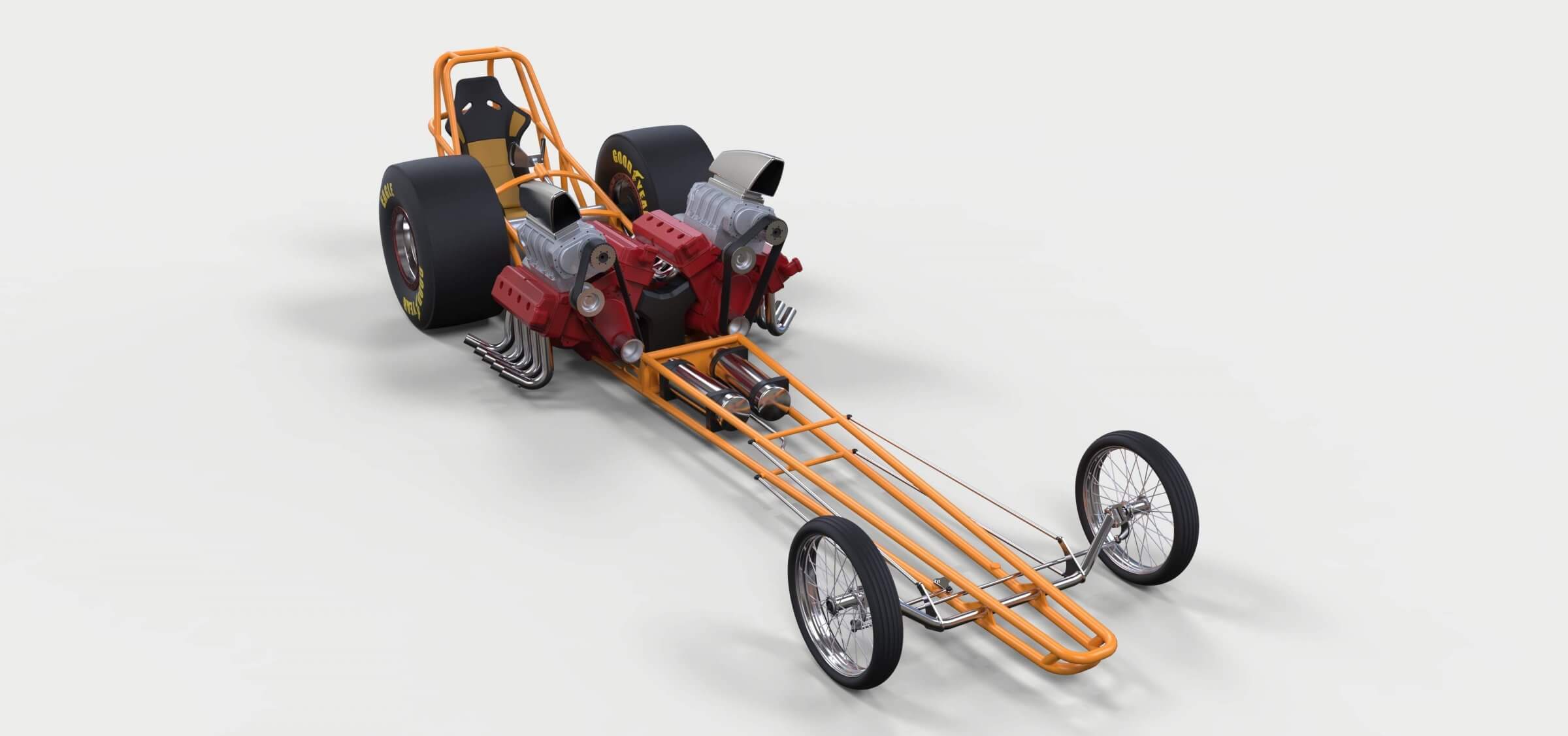 Twin Engine Dragster - 3D Model by TechItemsRock