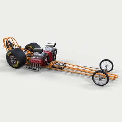 Twin Engine Dragster - 3D Model by TechItemsRock