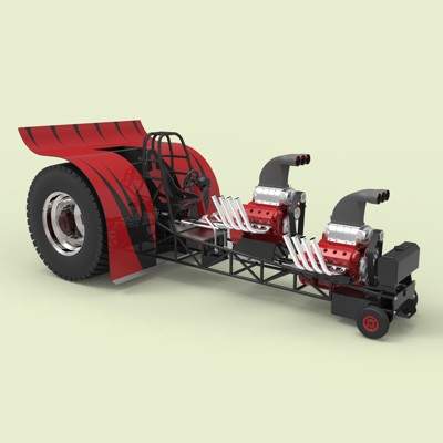Twin Engine Pulling Tractor - 3D Model by TechItemsRock