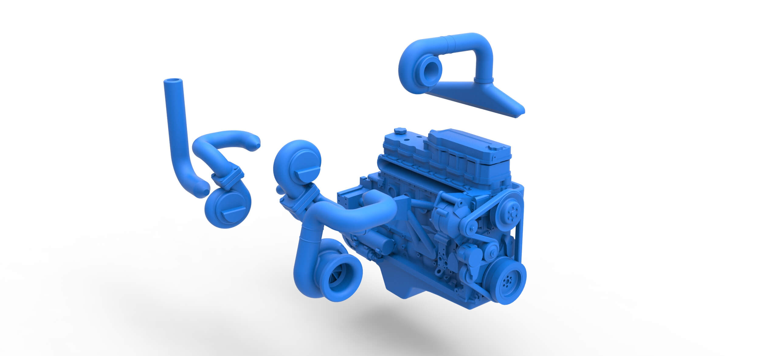 Twin Turbo Straight-Six Engine for Semi Truck Scale 1:25 3D Model by ...